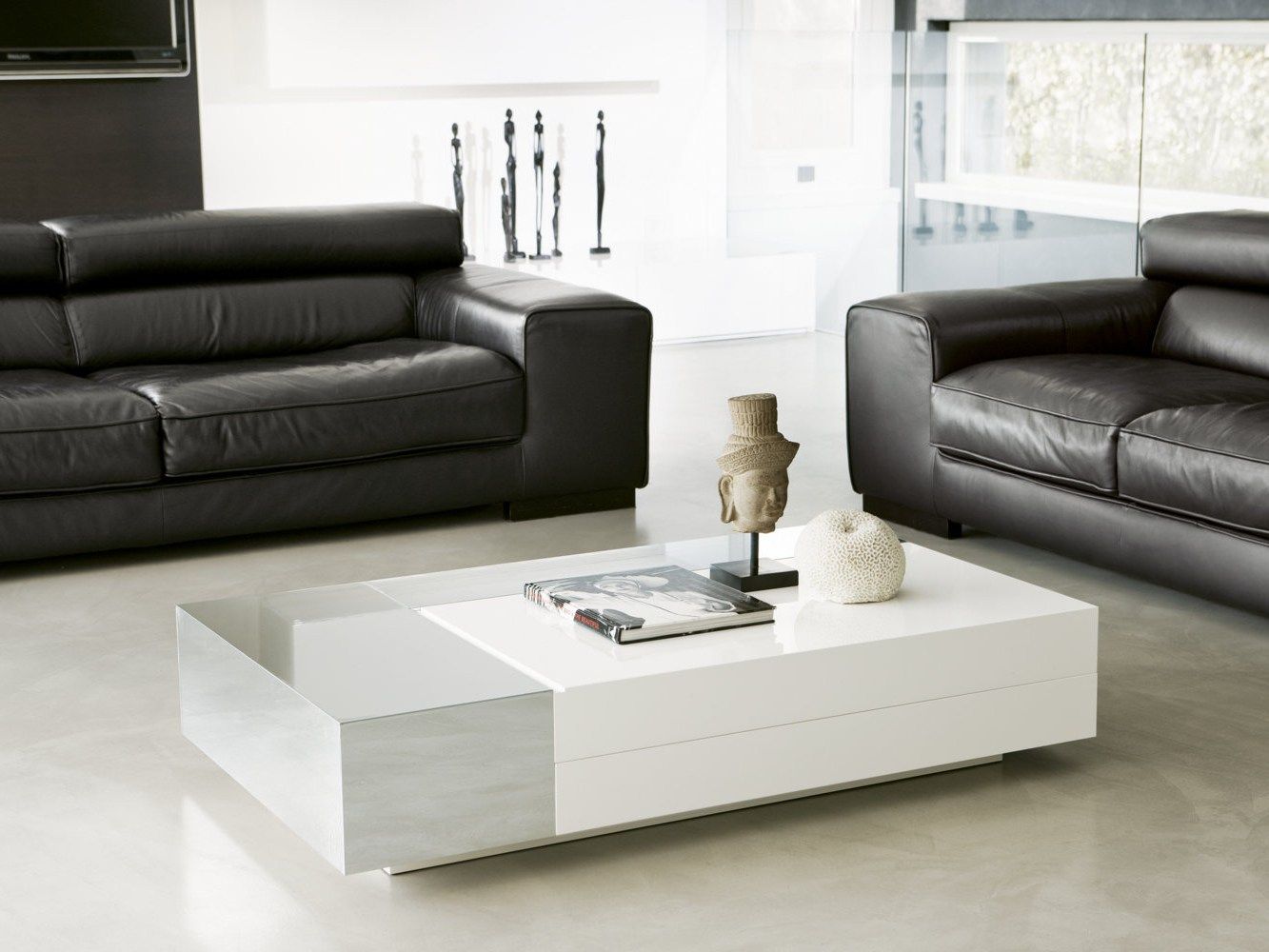 Low rectangular coffee table ATOLLO | Coffee table with storage space ...