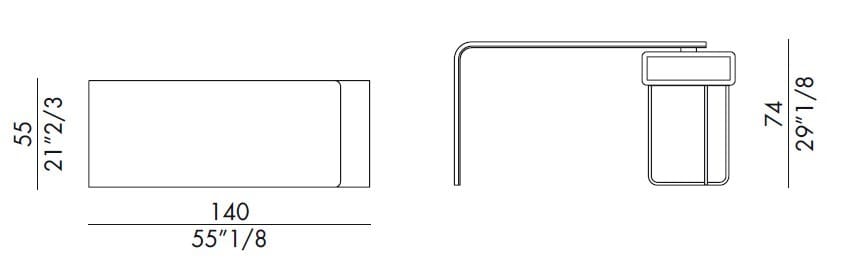 AURI Rectangular wooden writing desk with drawers By EFORMA | design Ollen Pal