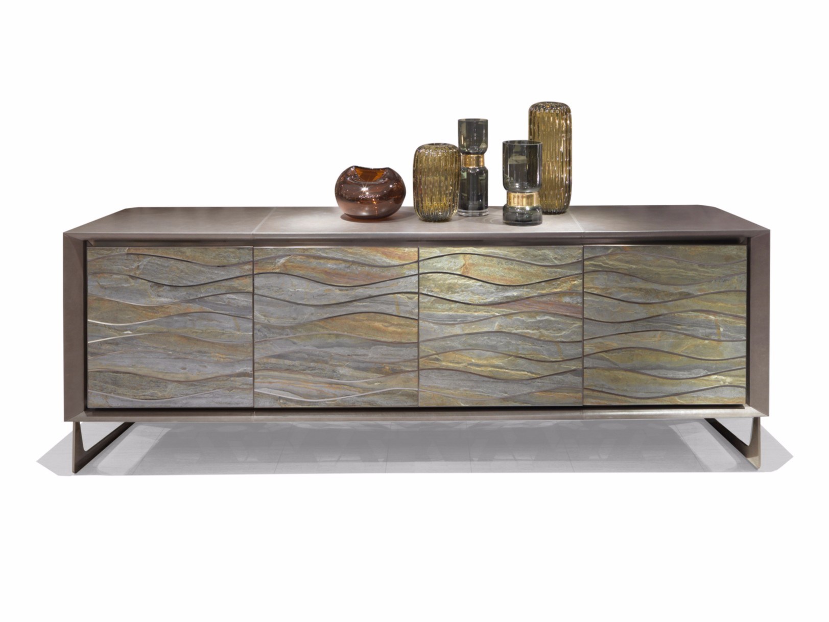 AZIMUT Metal sideboard with doors By Visionnaire | design Steve Leung