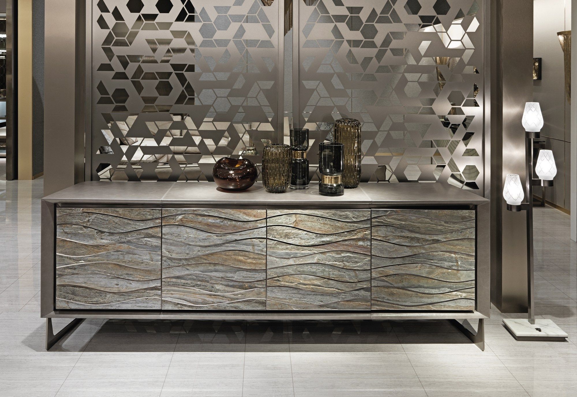 AZIMUT Metal sideboard with doors By Visionnaire | design Steve Leung