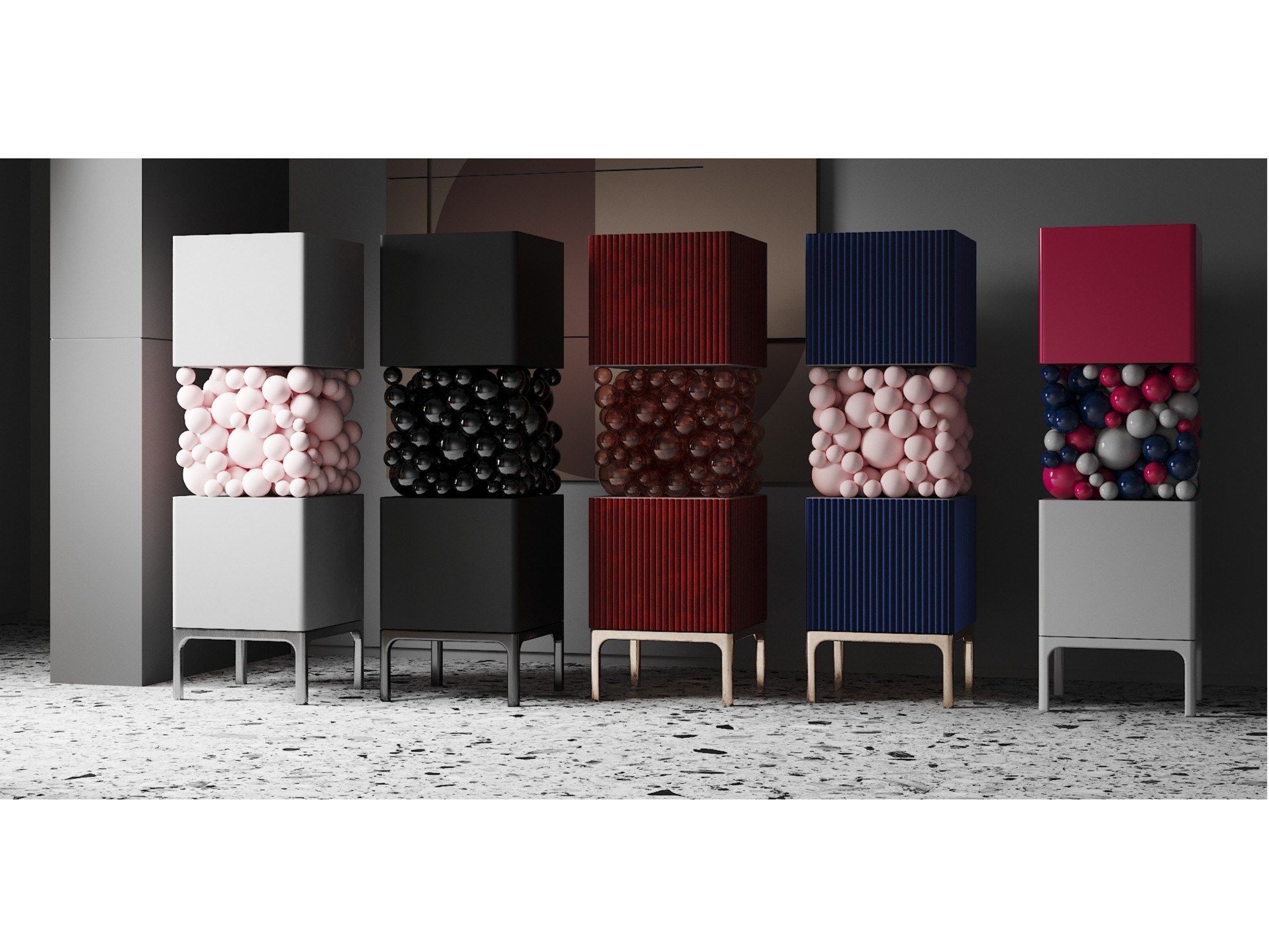 BUBBLES Wood and glass highboard with doors By Panoptikum Collections ...