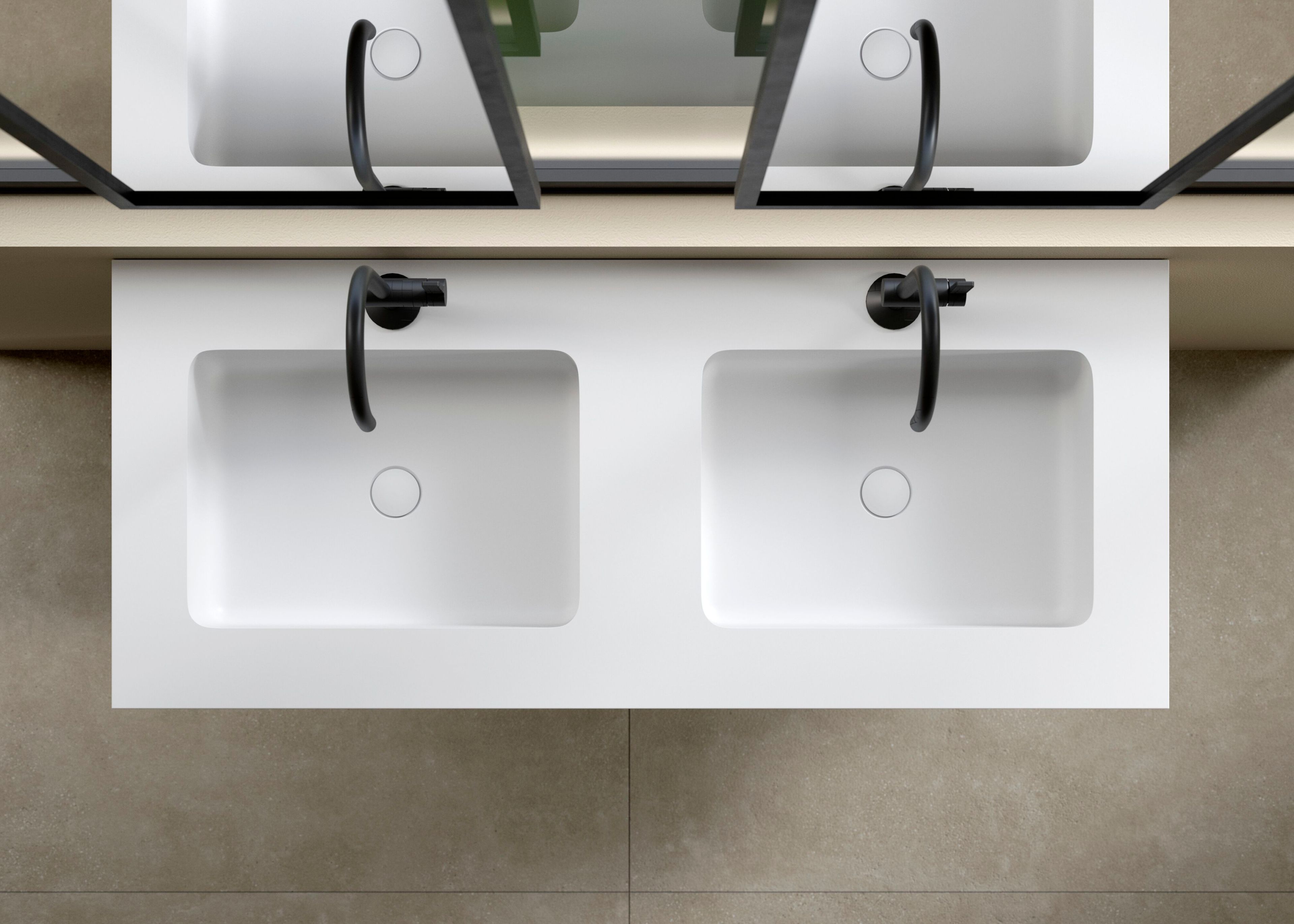Mobile lavabo doppio in Solid Surface con lavabo integrato KIVU 2 - Acquabella - Edilportale