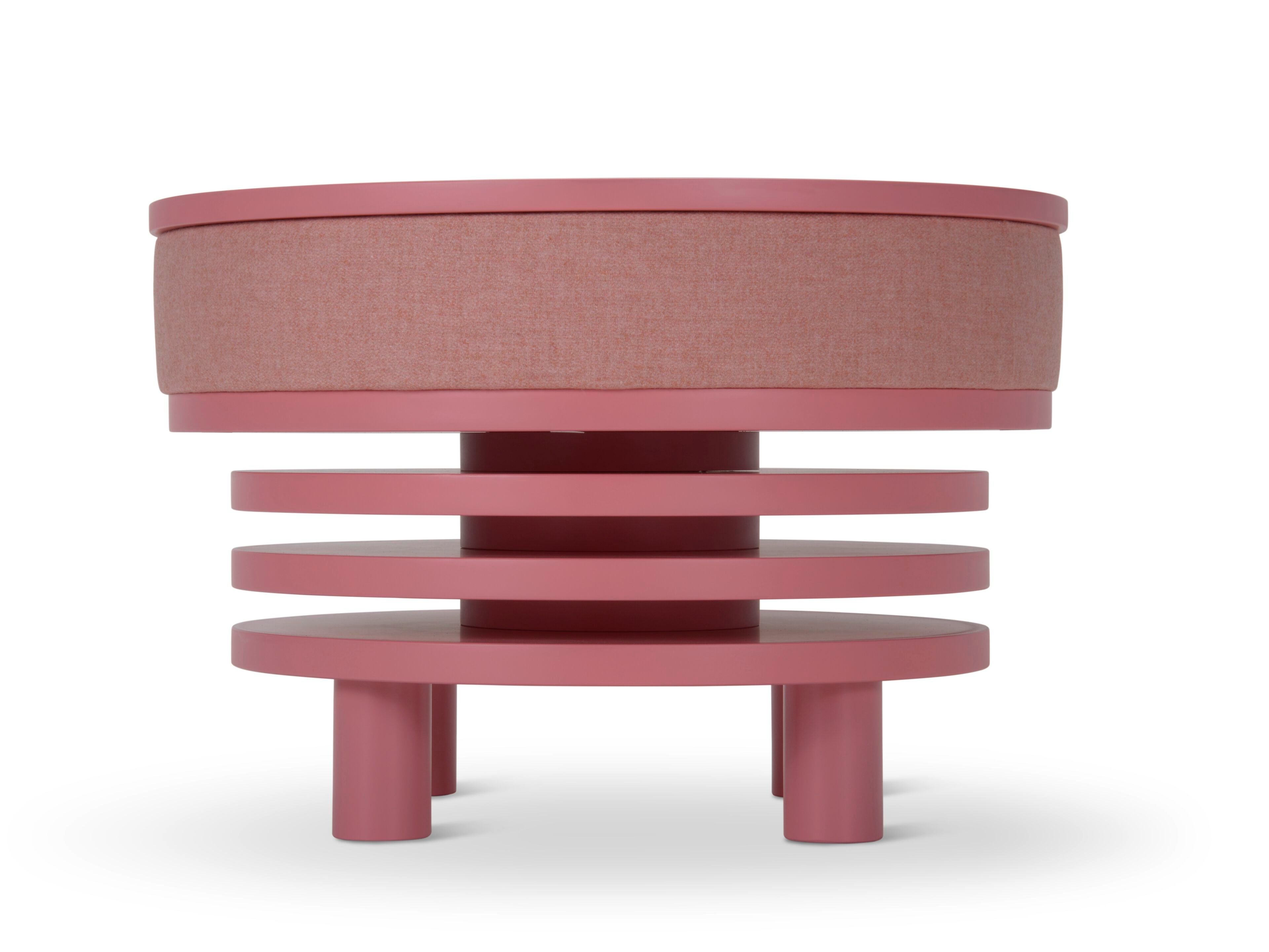 ROCHE Round fabric coffee table with integrated magazine rack By ...