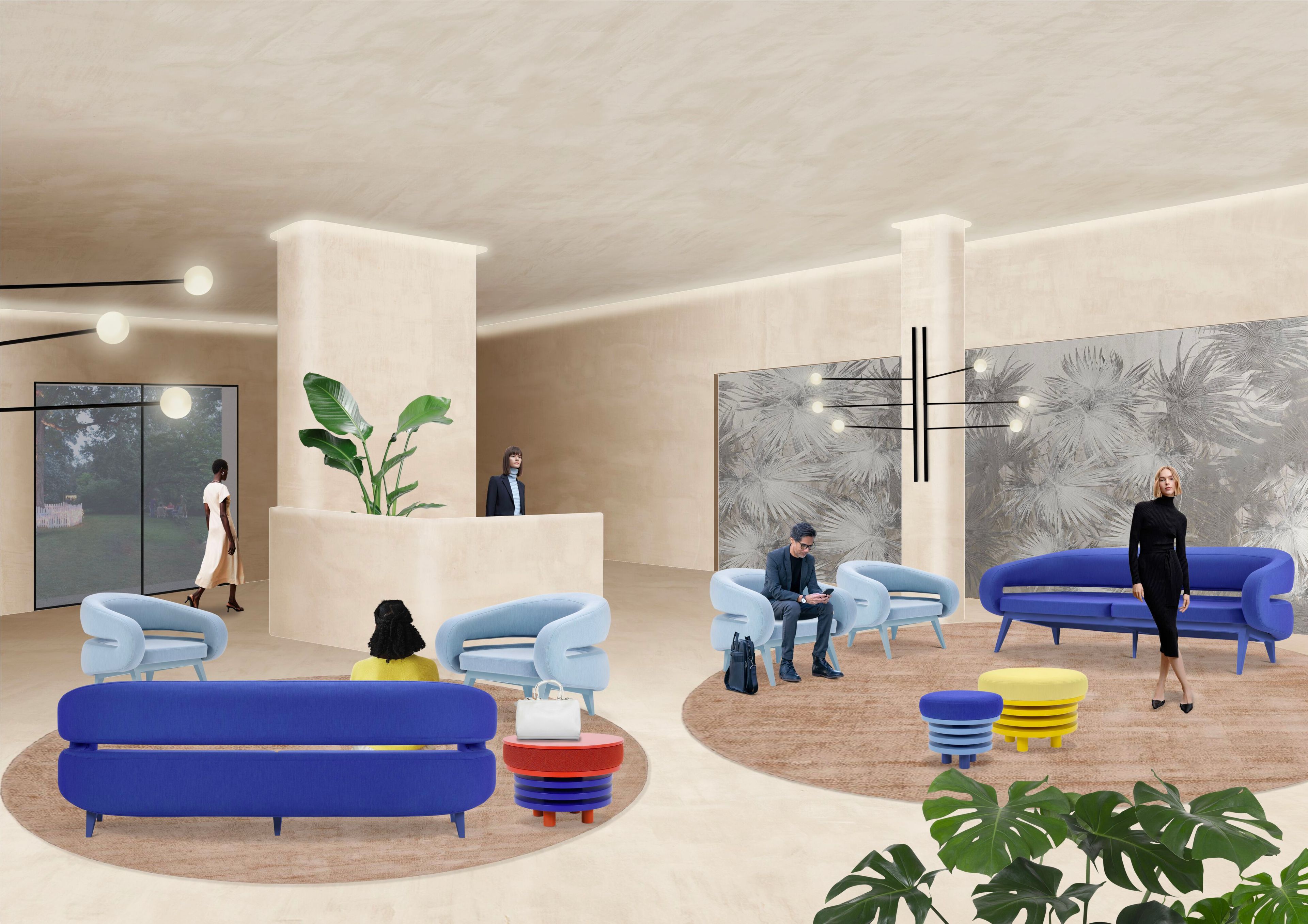 ROCHE Round fabric coffee table with integrated magazine rack By ...