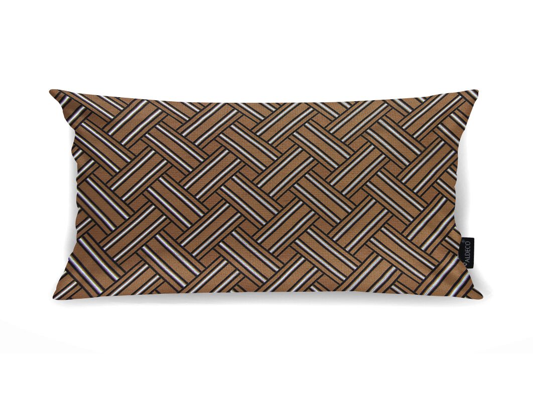 ON WEAVING Terracota Blue Geometric rectangular cushion By Aldeco