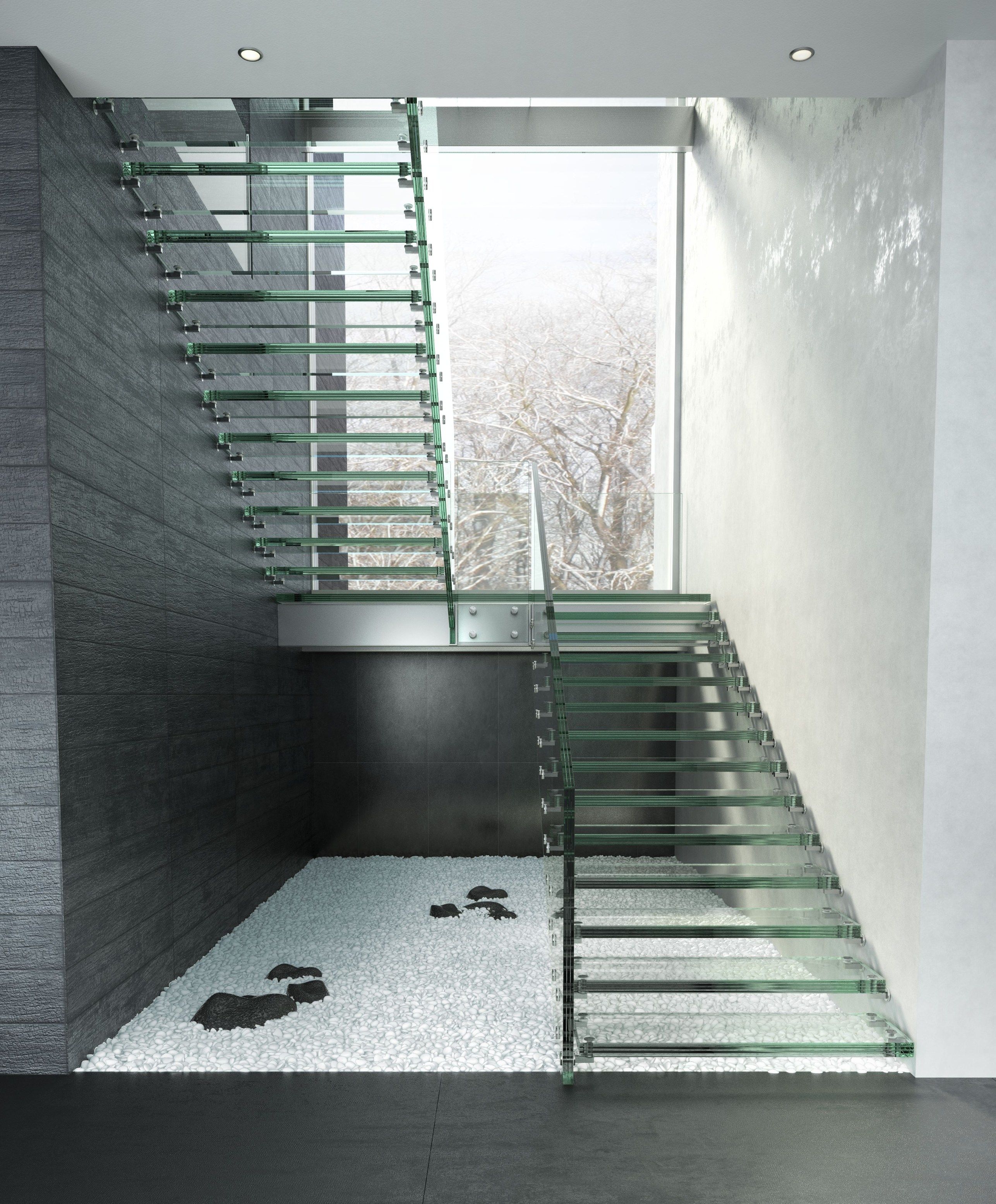 Self supporting glass Open staircase MONTANA By Siller Treppen