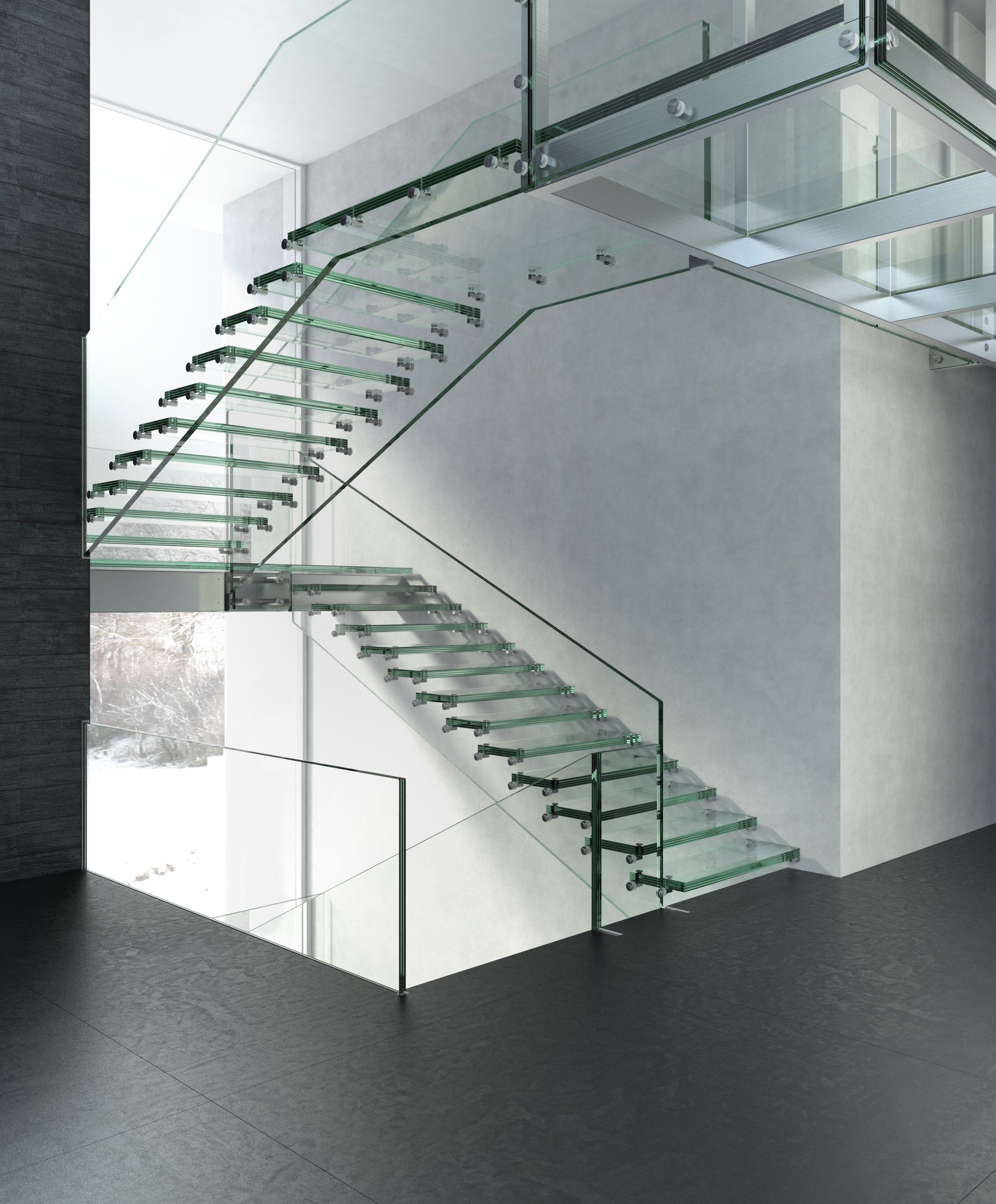 Self supporting glass Open staircase MONTANA By Siller Treppen