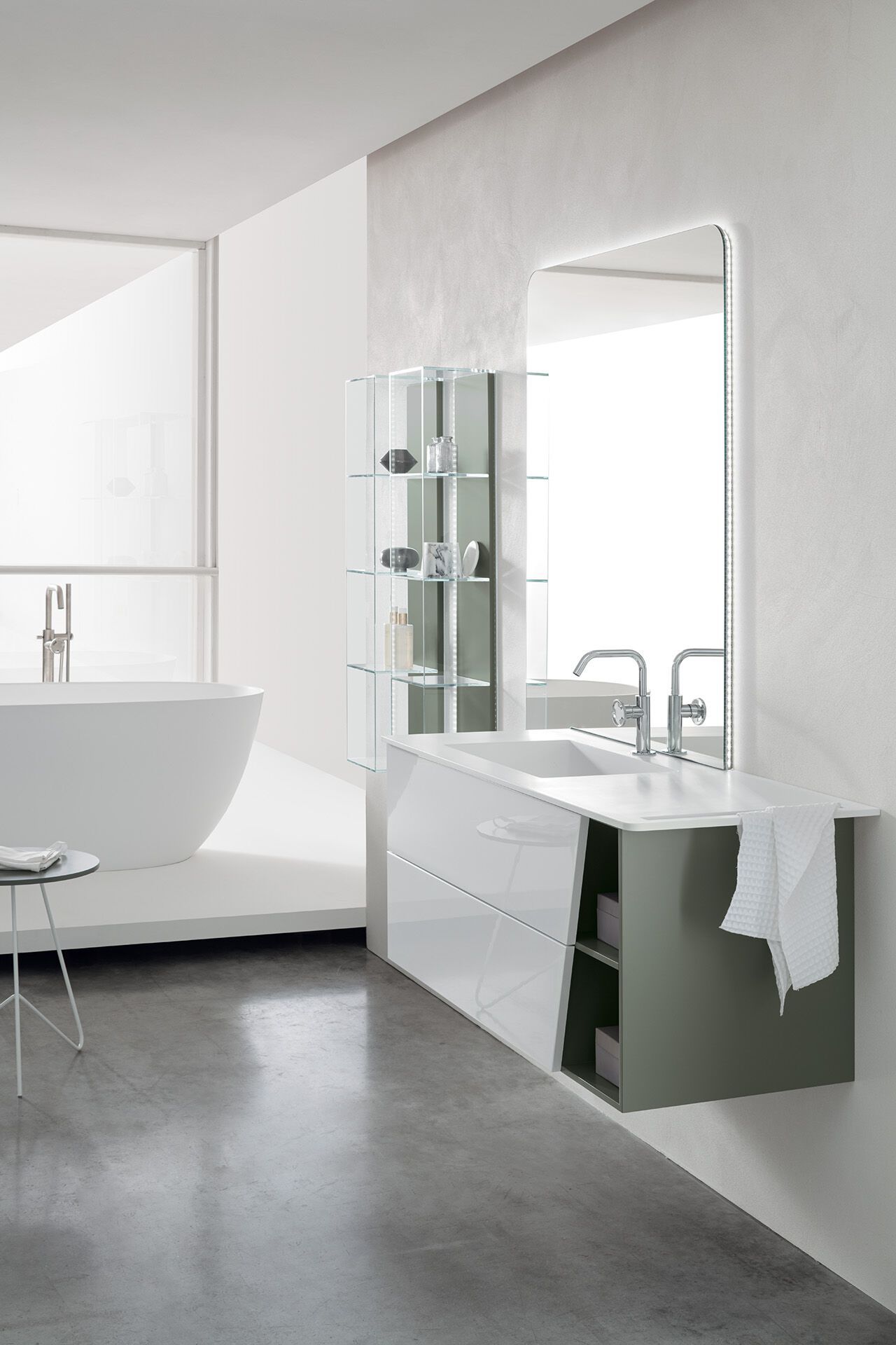 POLLOCK - COMPOSIZIONE 78 Wooden vanity unit with mirror By Arcom