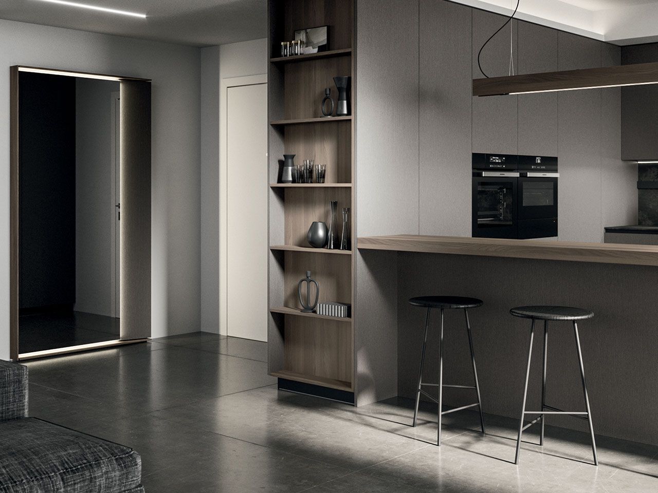 AK_PROJECT Fitted kitchen with peninsula By Arrital