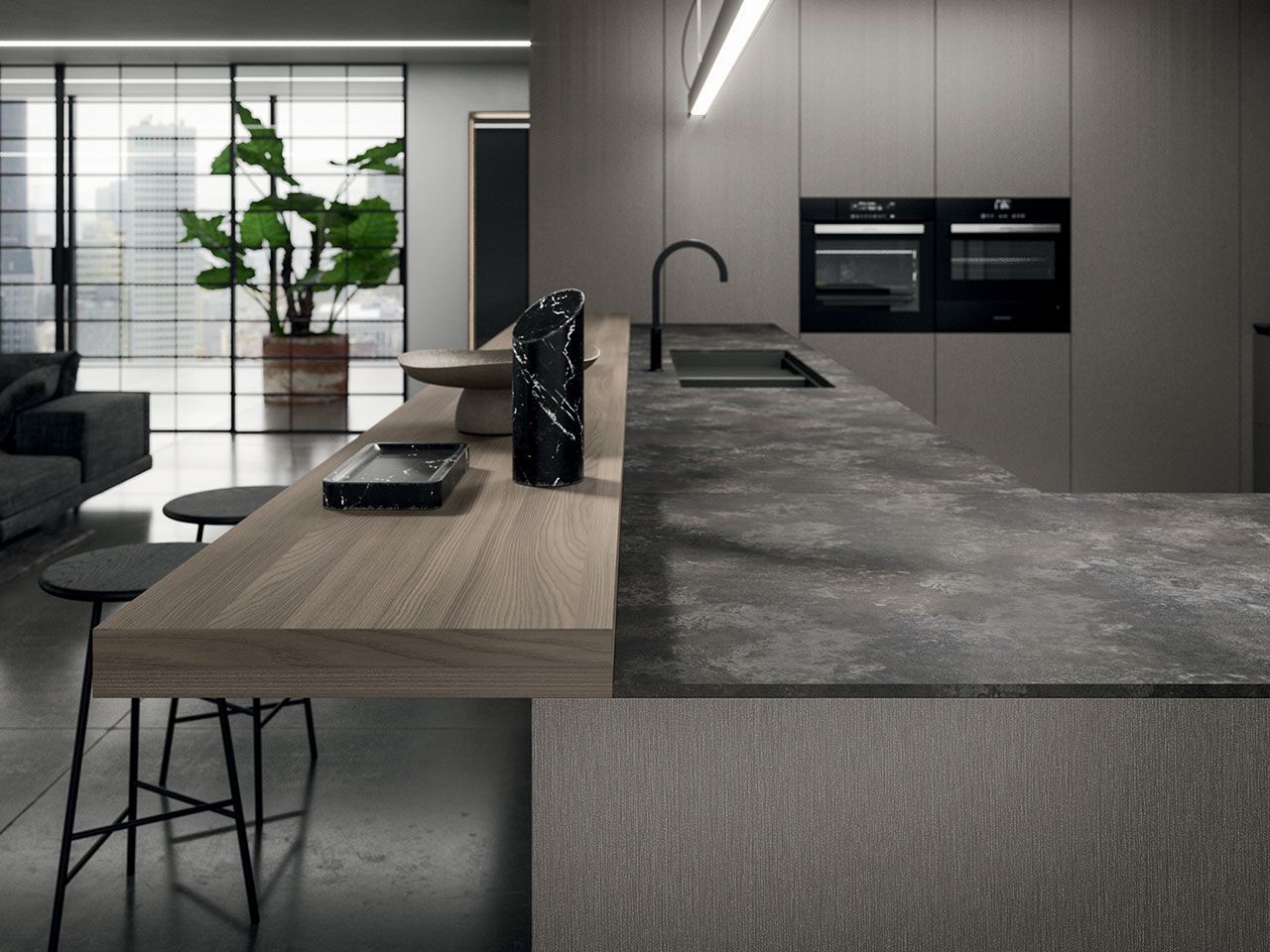 AK_PROJECT Fitted kitchen with peninsula By Arrital