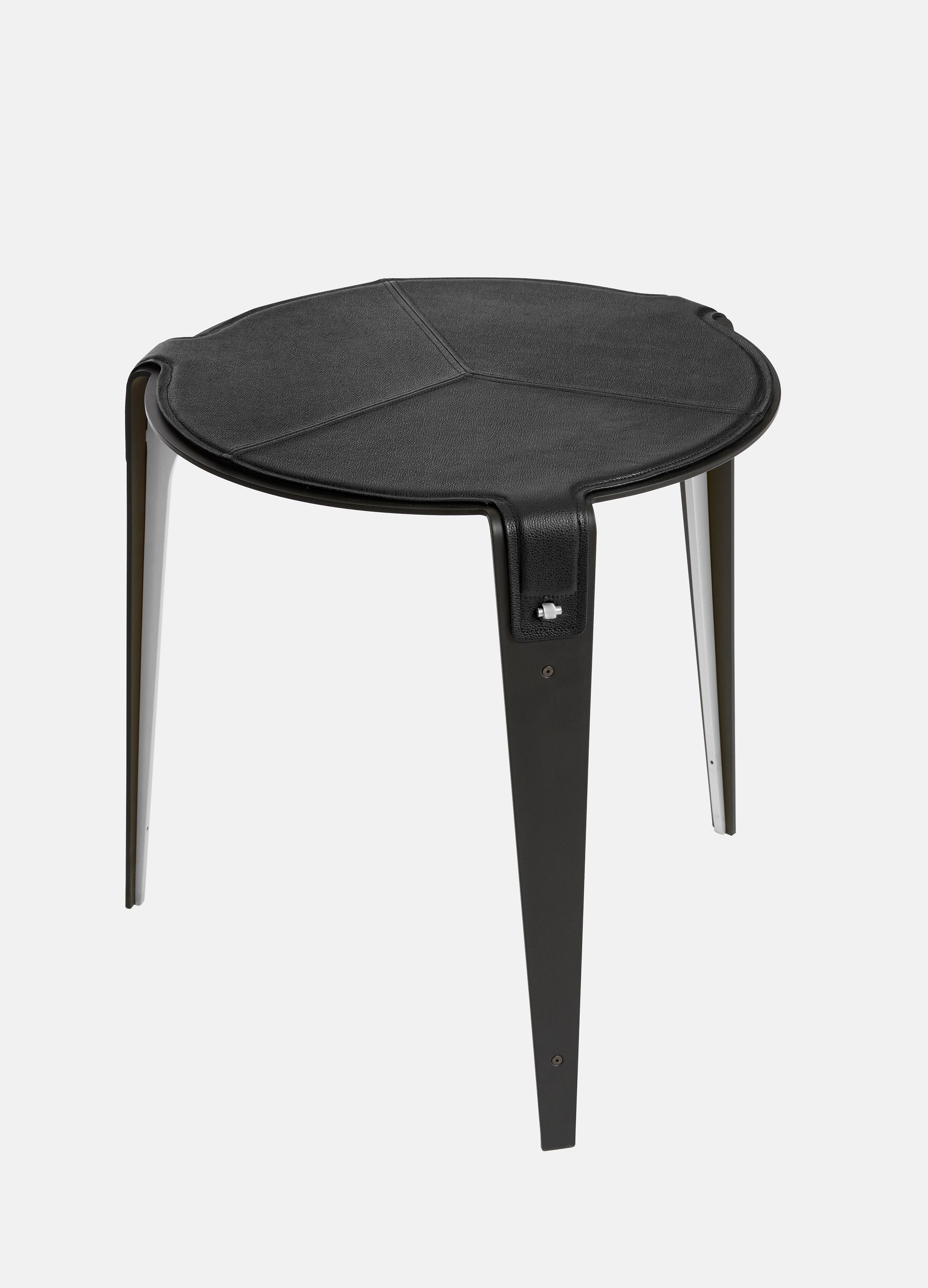 BARDOT Round leather high side table By GABRIEL SCOTT