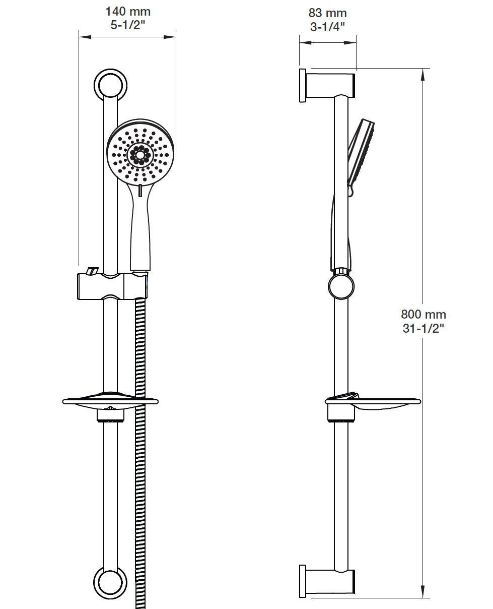 DGL-2175-73 Wall-mounted shower panel with hand shower By BARIL