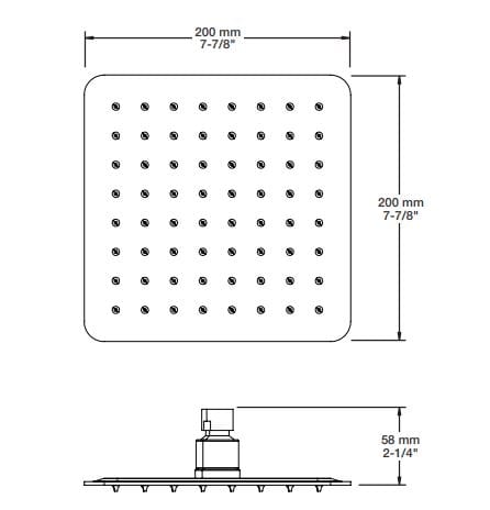 TET-0814-01 Square ceiling mounted stainless steel overhead shower By BARIL