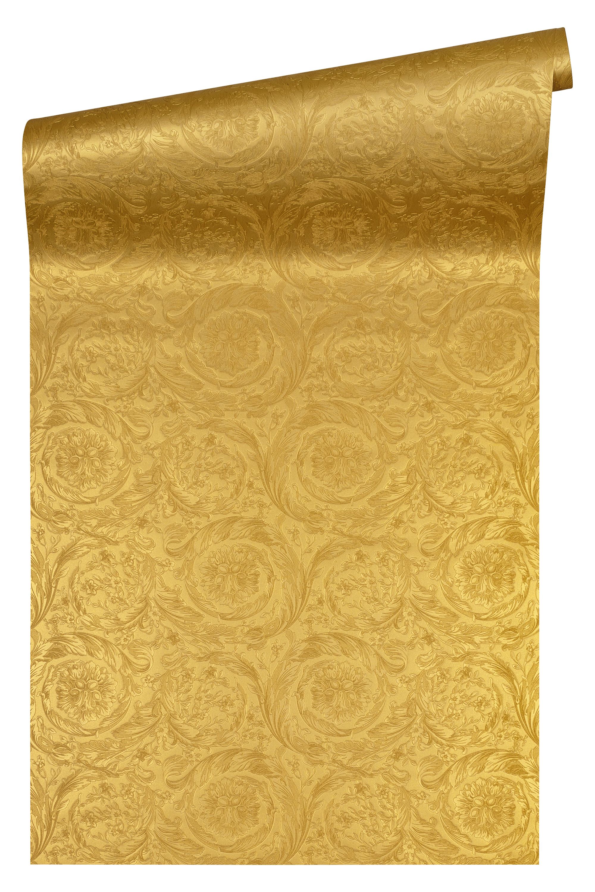 Nonwoven wallpaper with metallic effect with floral pattern BAROCCO ...