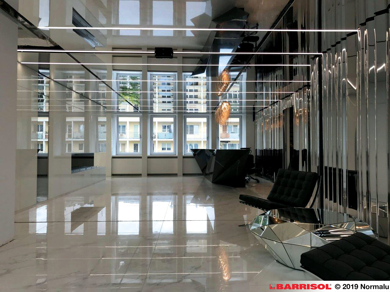 Ceiling mounted aluminium linear lighting profile BARRISOL® LIGHT LINES ...