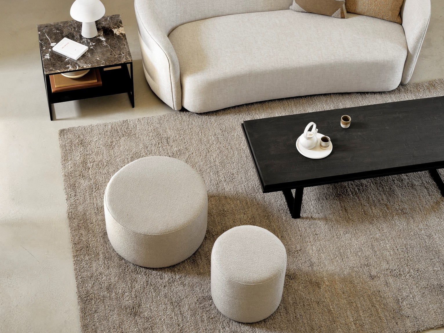 BARROW Upholstered round fabric pouf By Ethnicraft | design Jacques Deneef