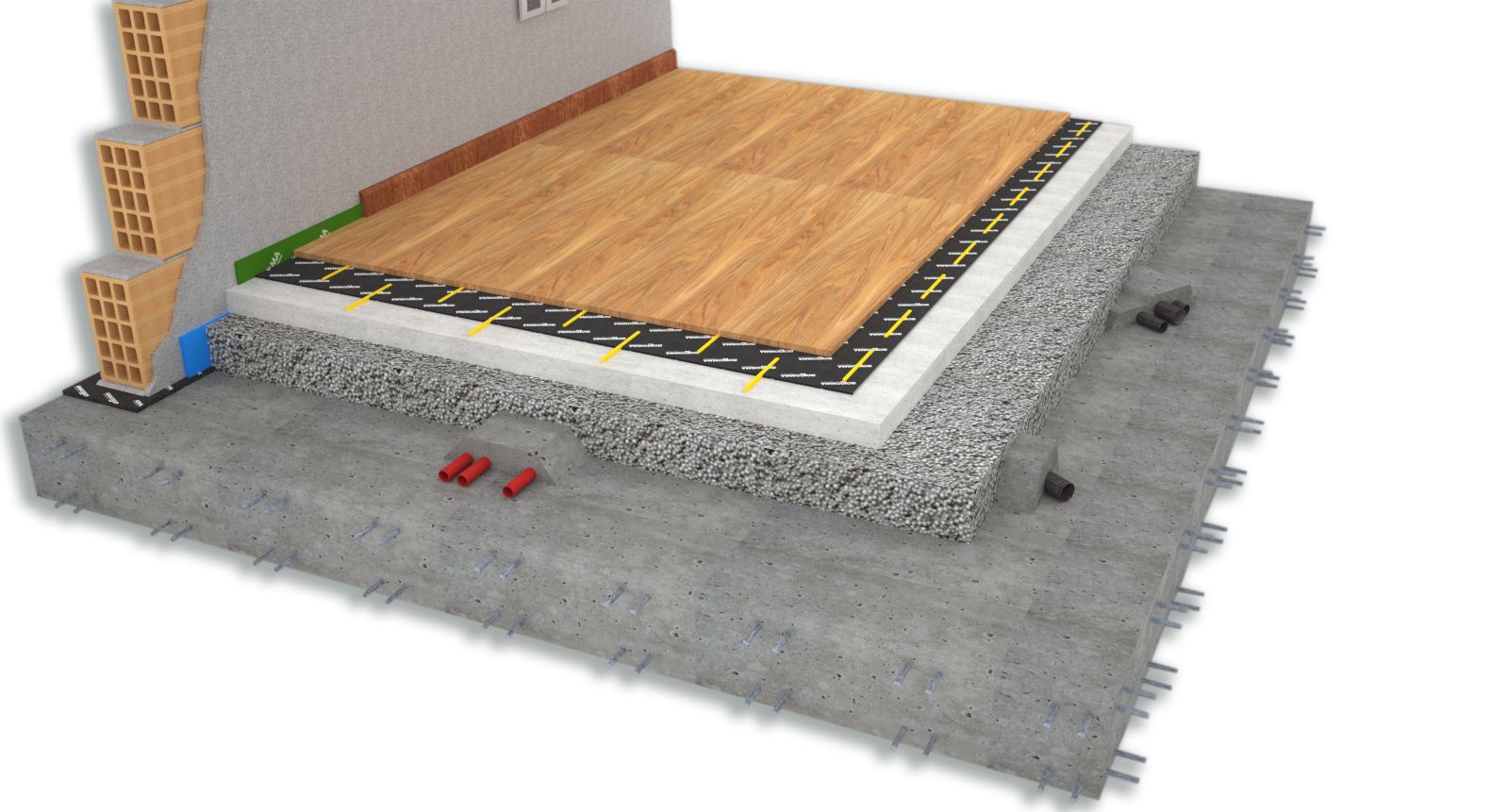 Pannello fonoisolante / Sistema di isolamento al calpestio BASEWOOD AS By Isolgomma