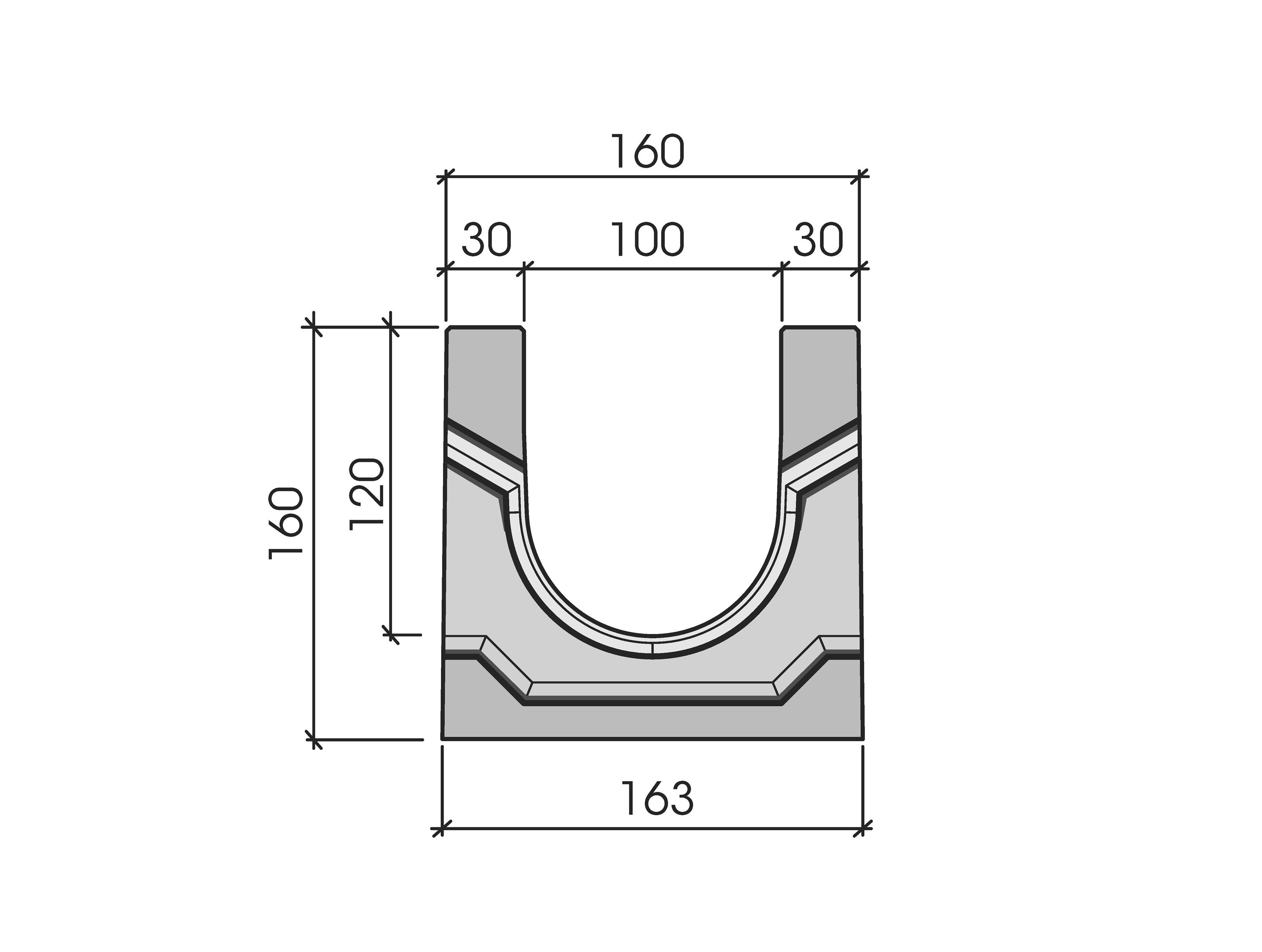 BASIC+ 100 H160 | Drainage channel and part By GREENPIPE
