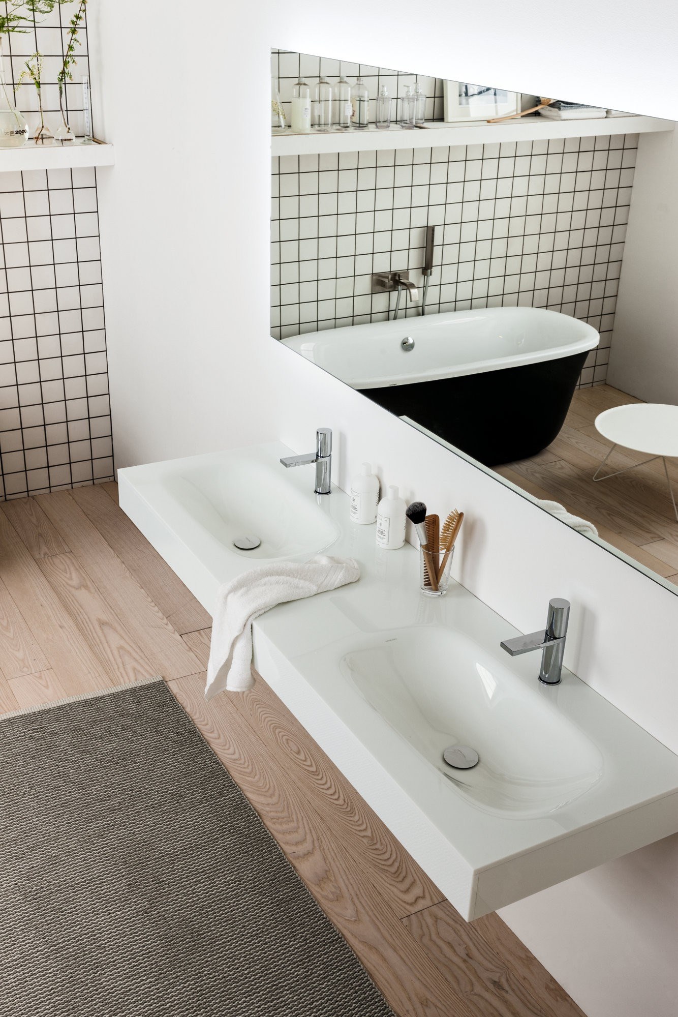 BASIN TOP | Double washbasin Double custom washbasin with integrated ...