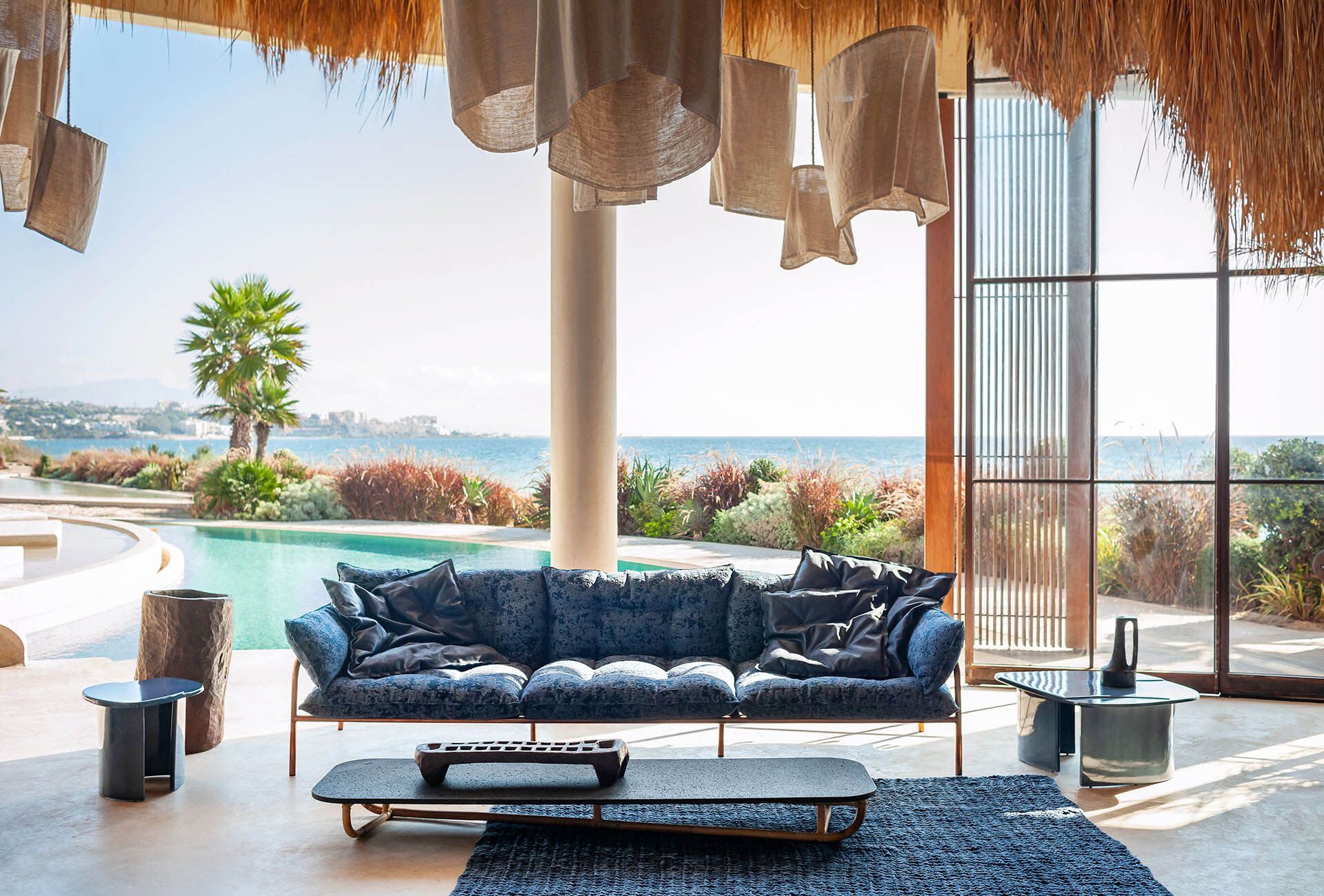 MALACCA Low lava stone coffee table By BAXTER | design Paola Navone