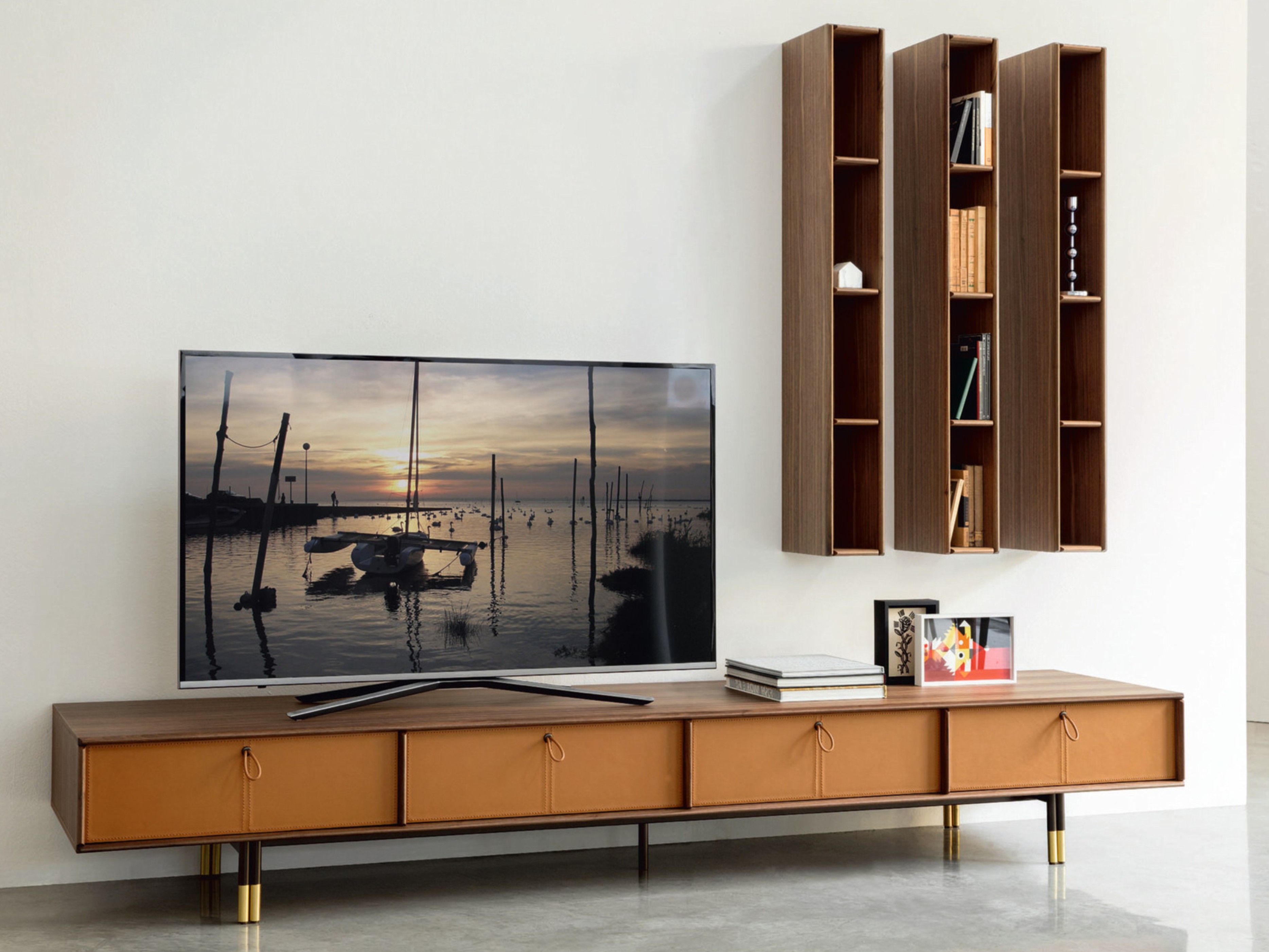 BAYUS | TV cabinet Low walnut TV cabinet with drawers By Porada ...