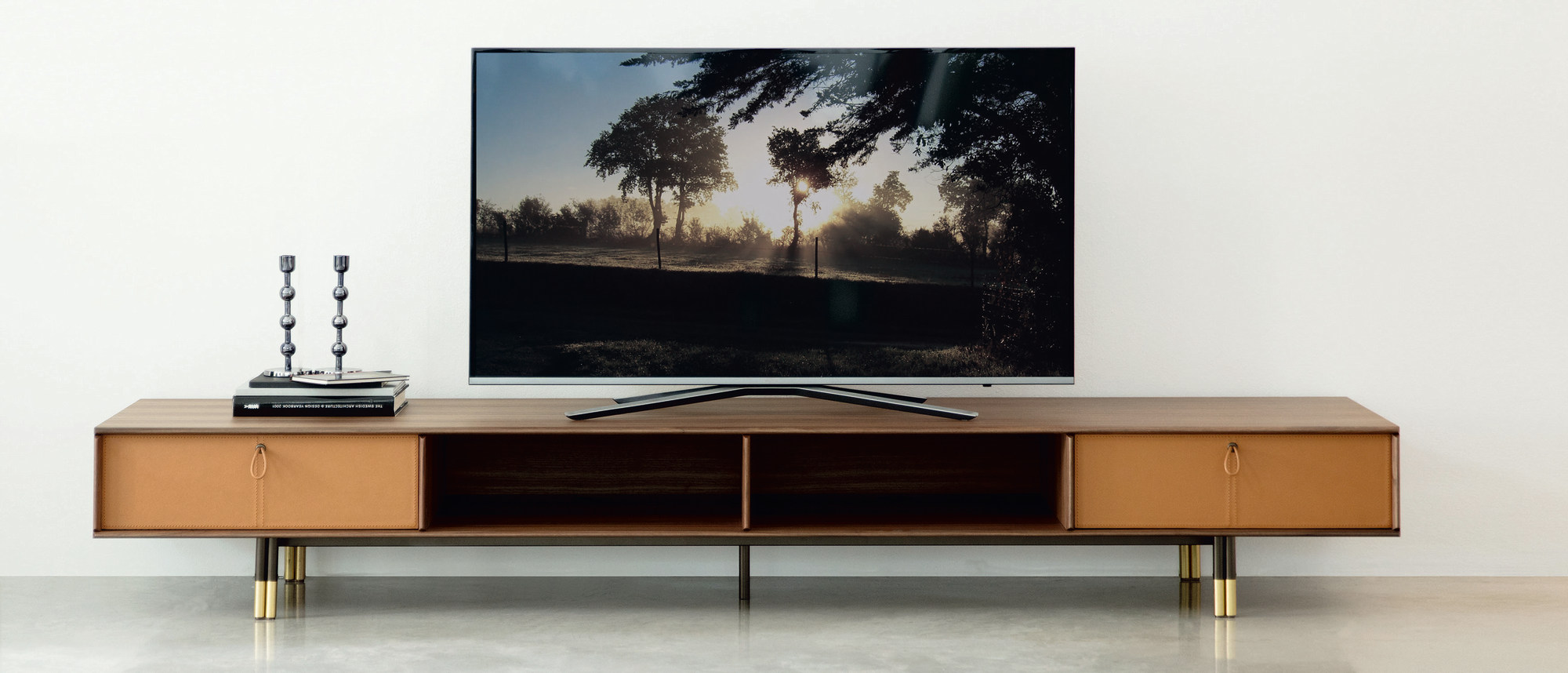 BAYUS | TV cabinet Low walnut TV cabinet with drawers By Porada ...