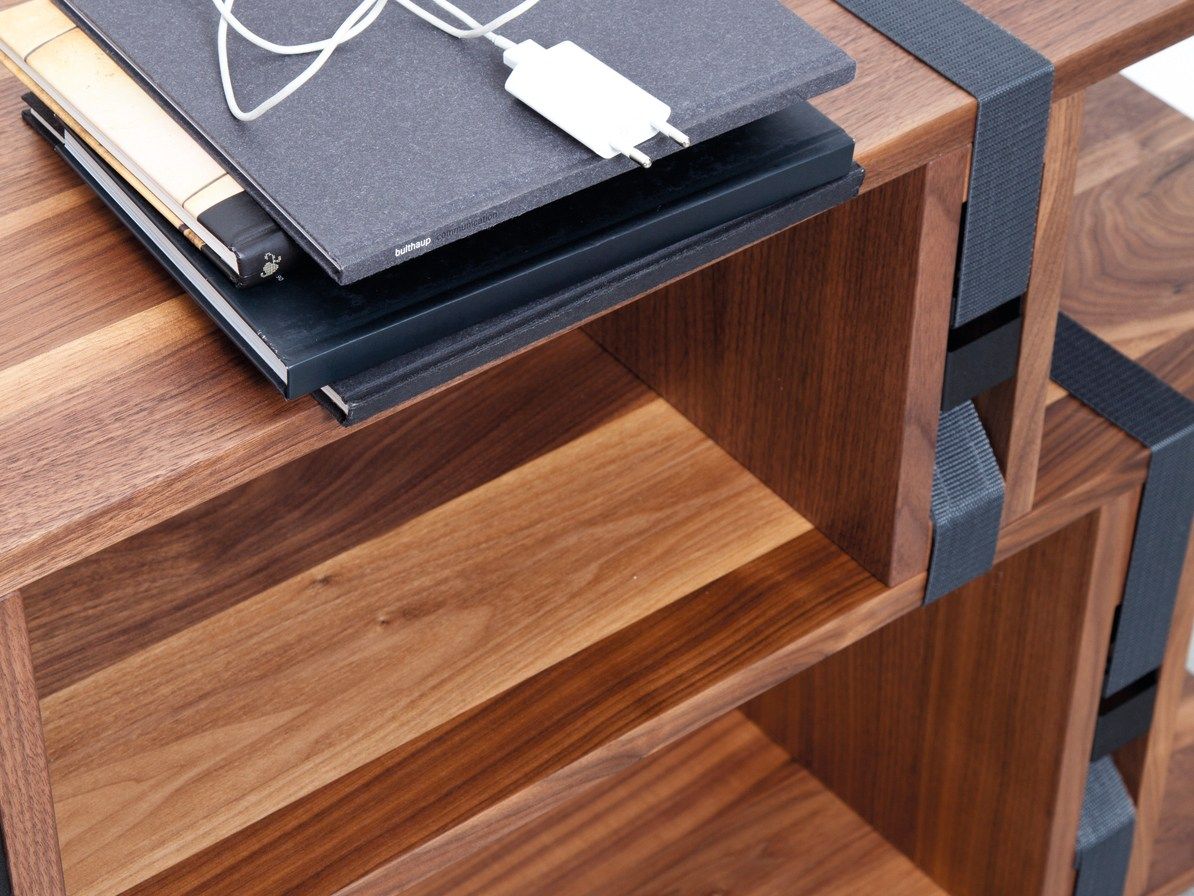 Open sectional wooden bookcase BB21 STRAP By JANUA design Bernd Benninghoff