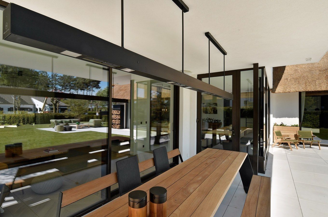 Outdoor powder coated aluminum pendant lamp with heating BEEM Beem ...