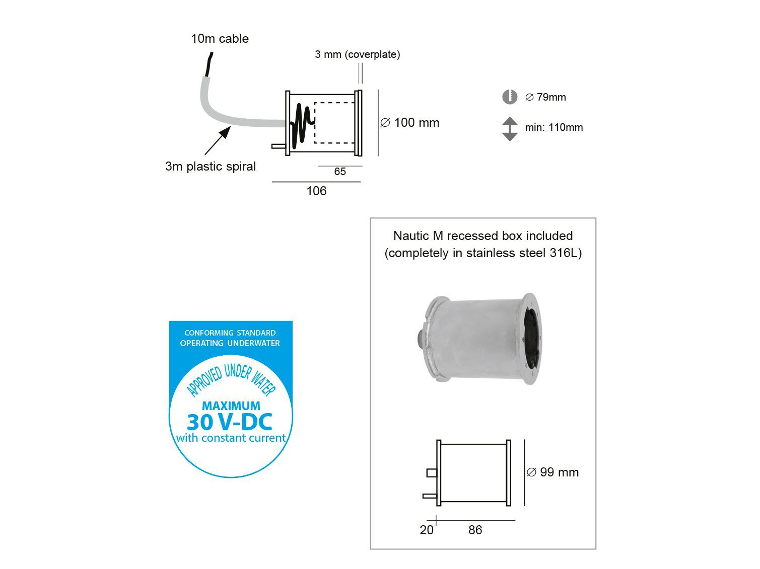 MINI ASTRO 1&2 Underwater lamp By BEL-LIGHTING