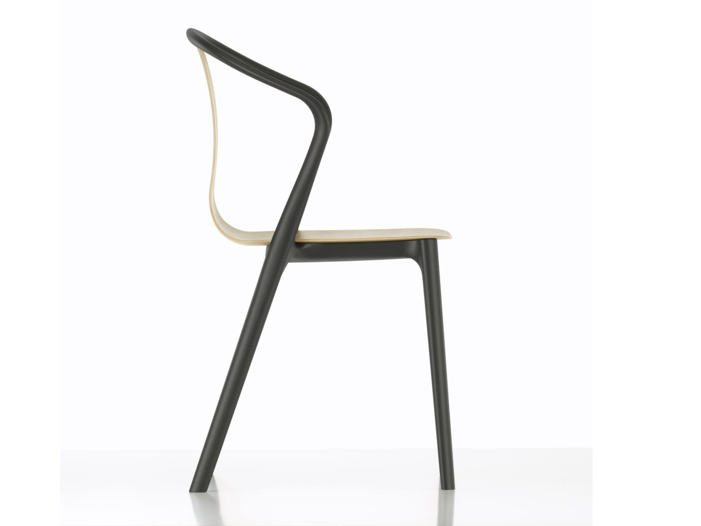 BELLEVILLE CHAIR Stackable wooden chair with armrests By Vitra | design ...