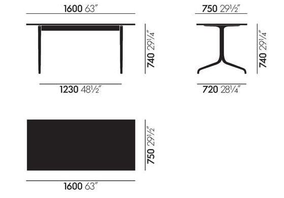 BELLEVILLE TABLE RECTANGULAR Rectangular steel and wood table By Vitra | design Ronan & Erwan ...