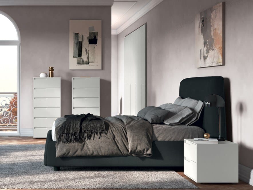 BELLINI Upholstered fabric bed with high headboard By Febal Casa