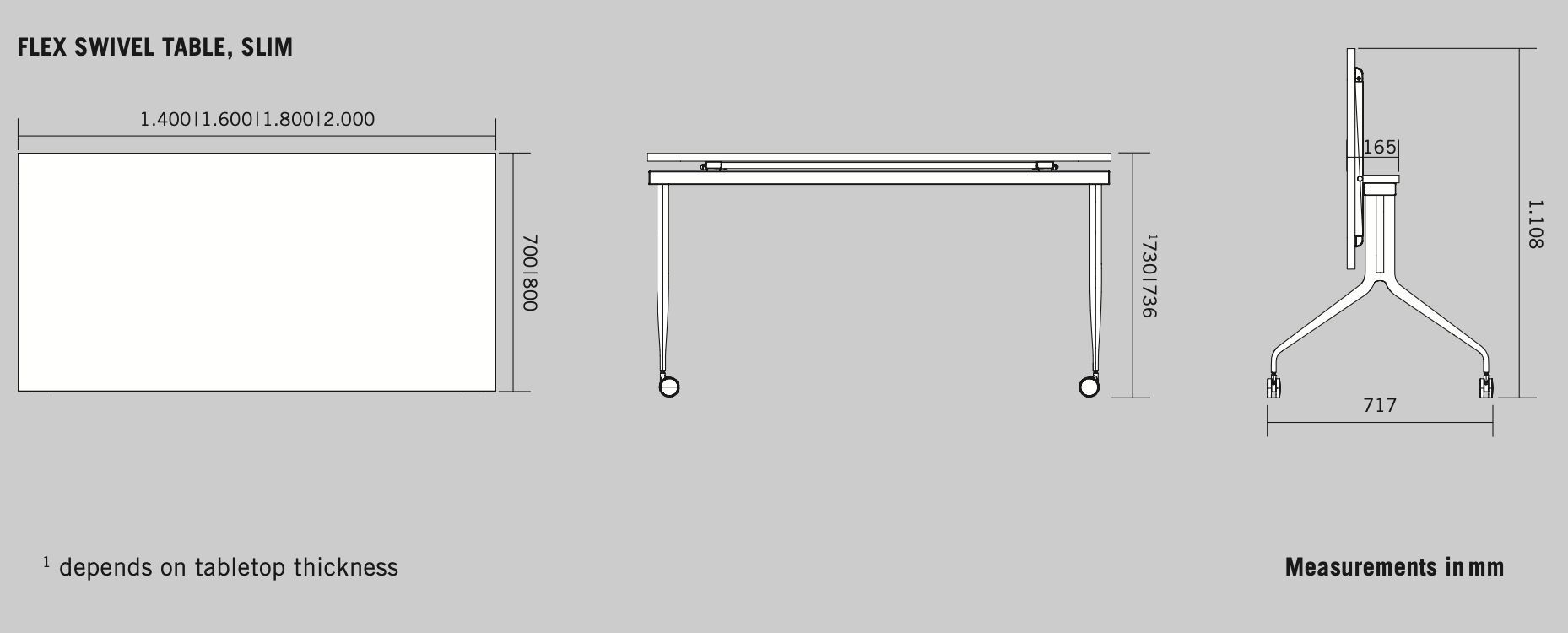 FLEX swivel table slim Mesa de reunión By BENE
