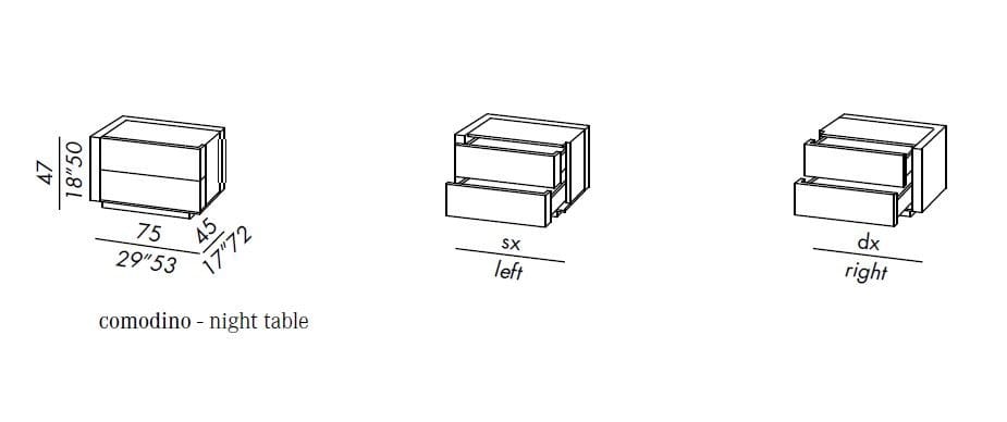 BENJAMIN Bedside table with drawers By Meridiani | design Andrea Parisio