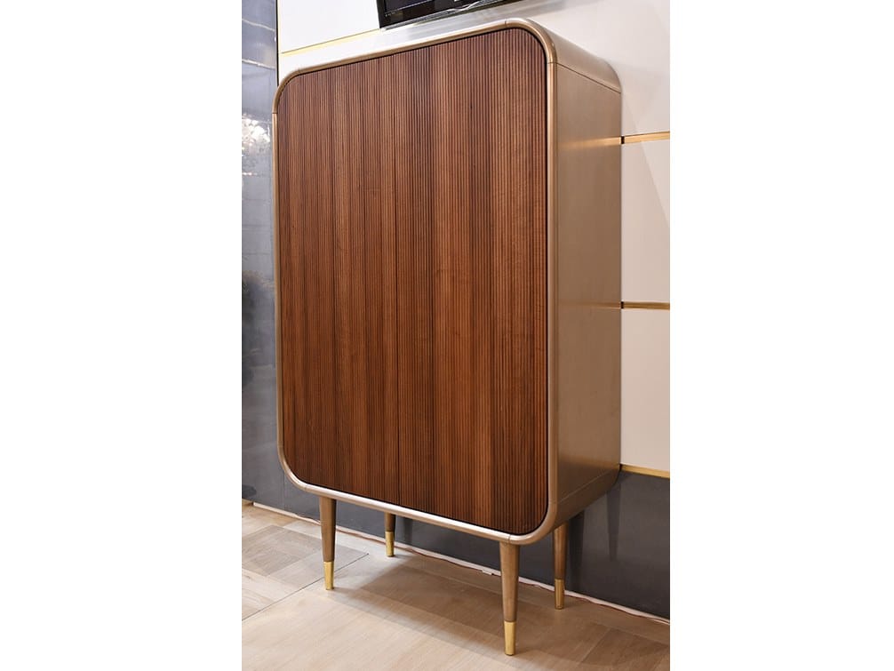 Walnut highboard with doors BENT By Arnaboldi Interiors