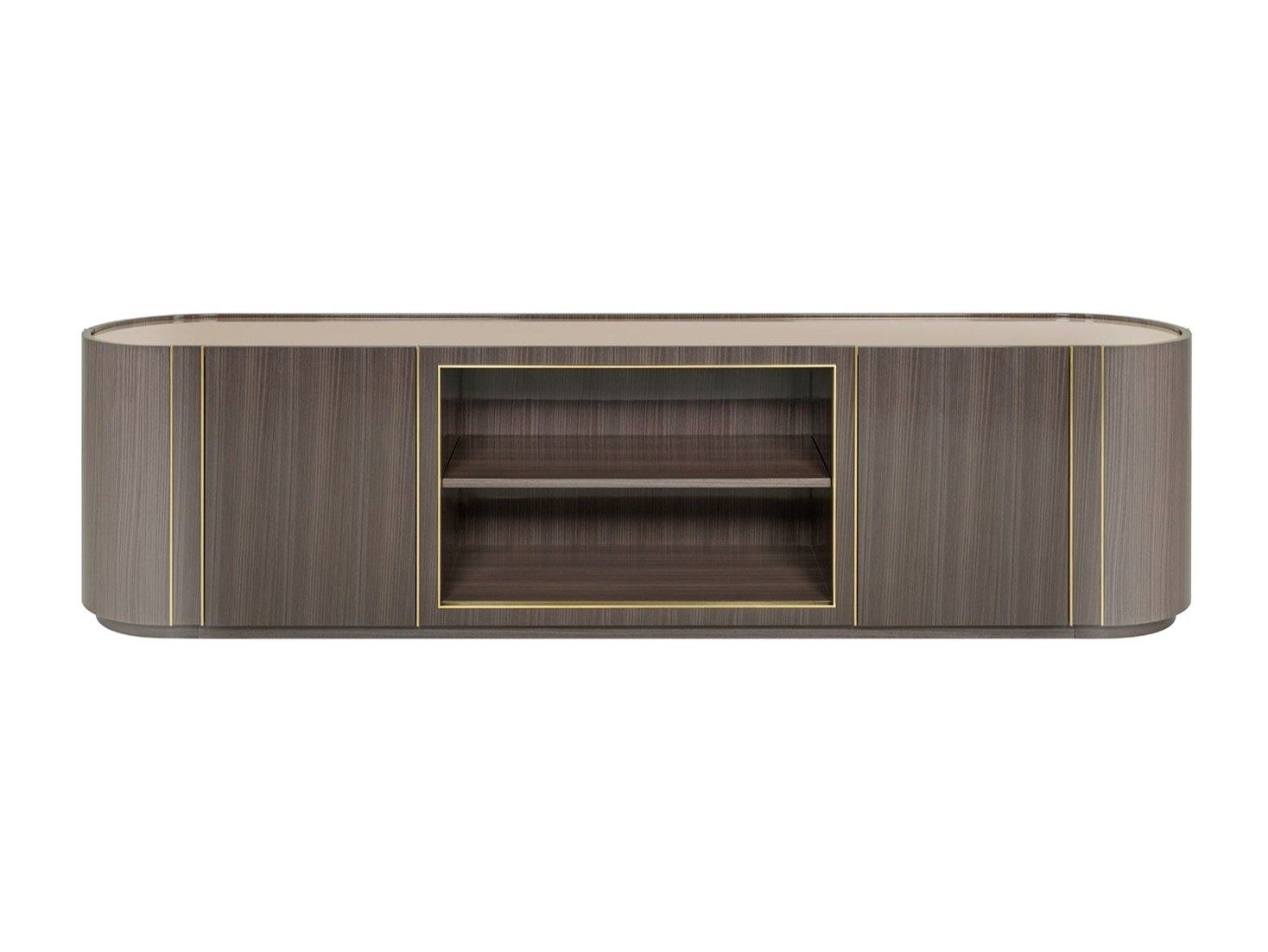 Low wooden TV cabinet with doors BERGEN By FRATO