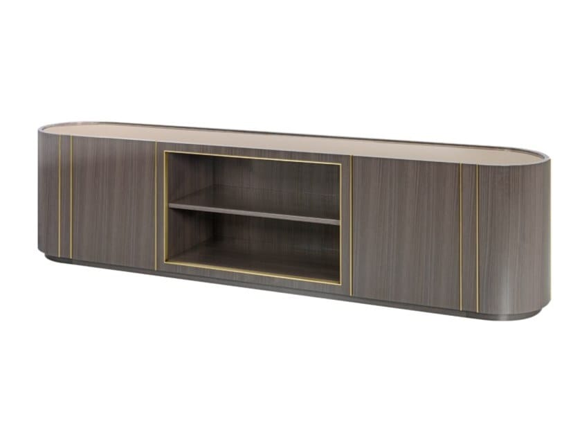 Low wooden TV cabinet with doors BERGEN By FRATO