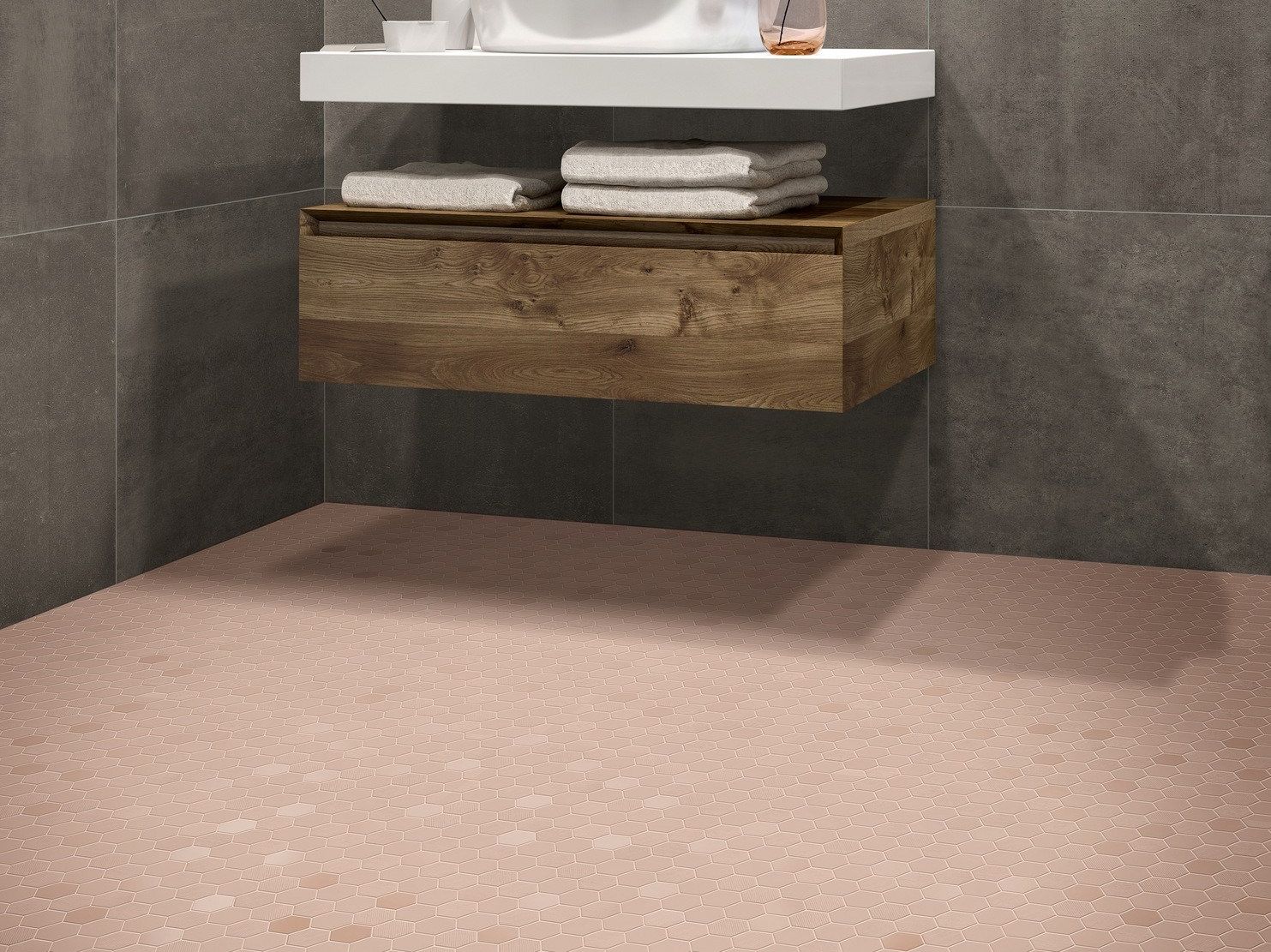 Porcelain stoneware mosaic BETONSTIL HEXA By Terratinta Ceramiche
