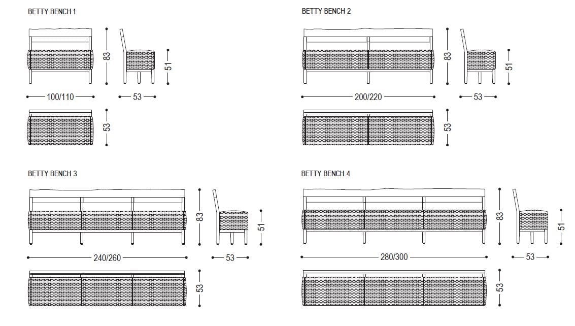 BETTY | Bench Betty Collection By Riva 1920 design Terry Dwan