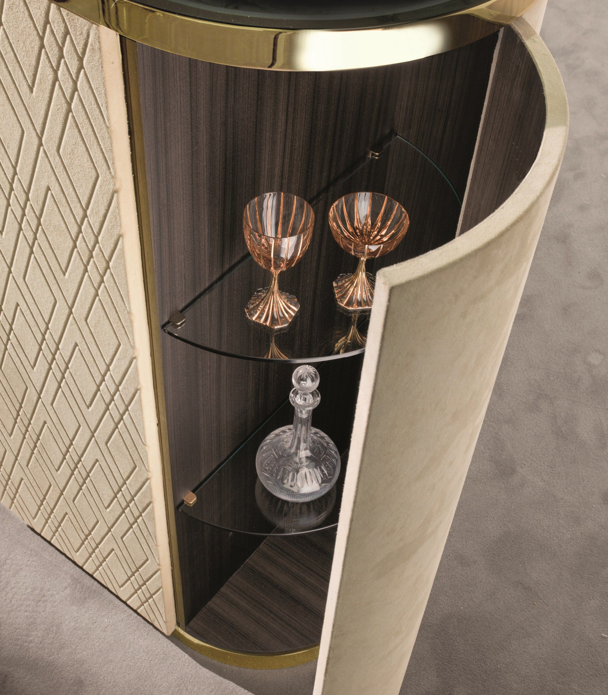 Leather bar cabinet with integrated lighting BEVERLY By Longhi design ...