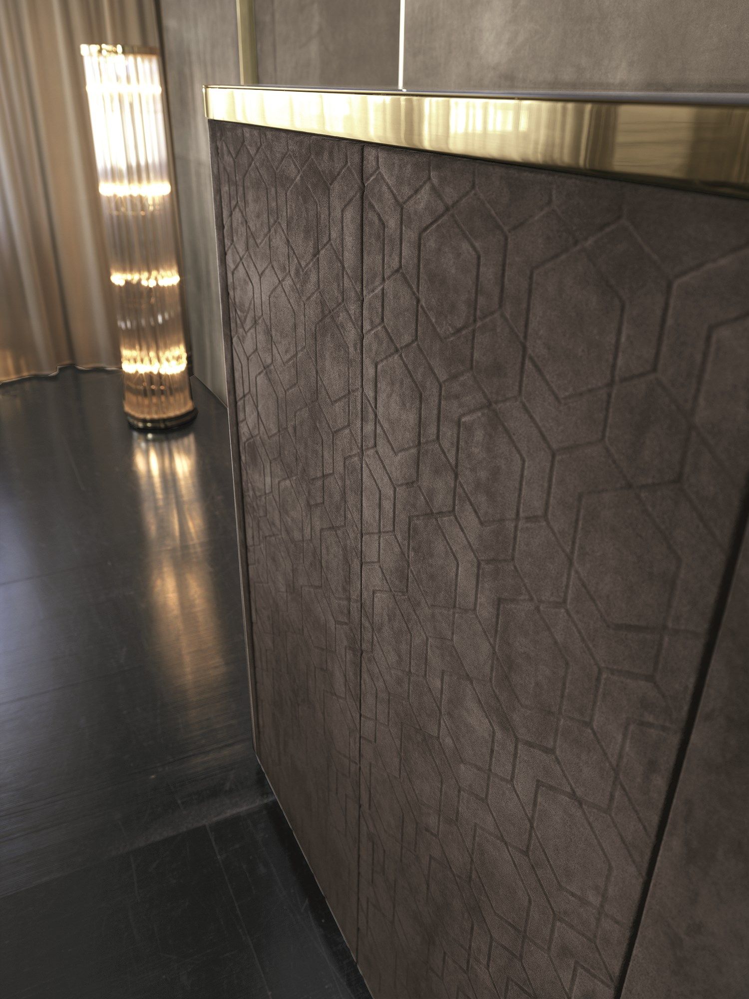 Leather bar cabinet with integrated lighting BEVERLY By Longhi design ...