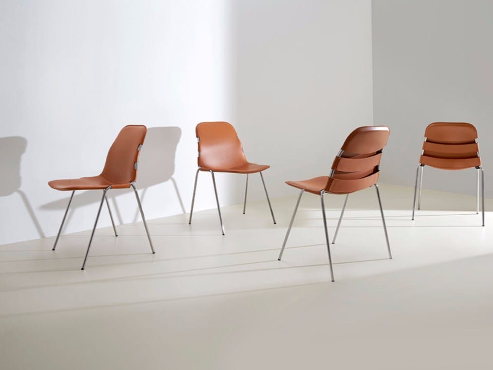 Stackable leather chair BIKE By Offecct design Monica Förster