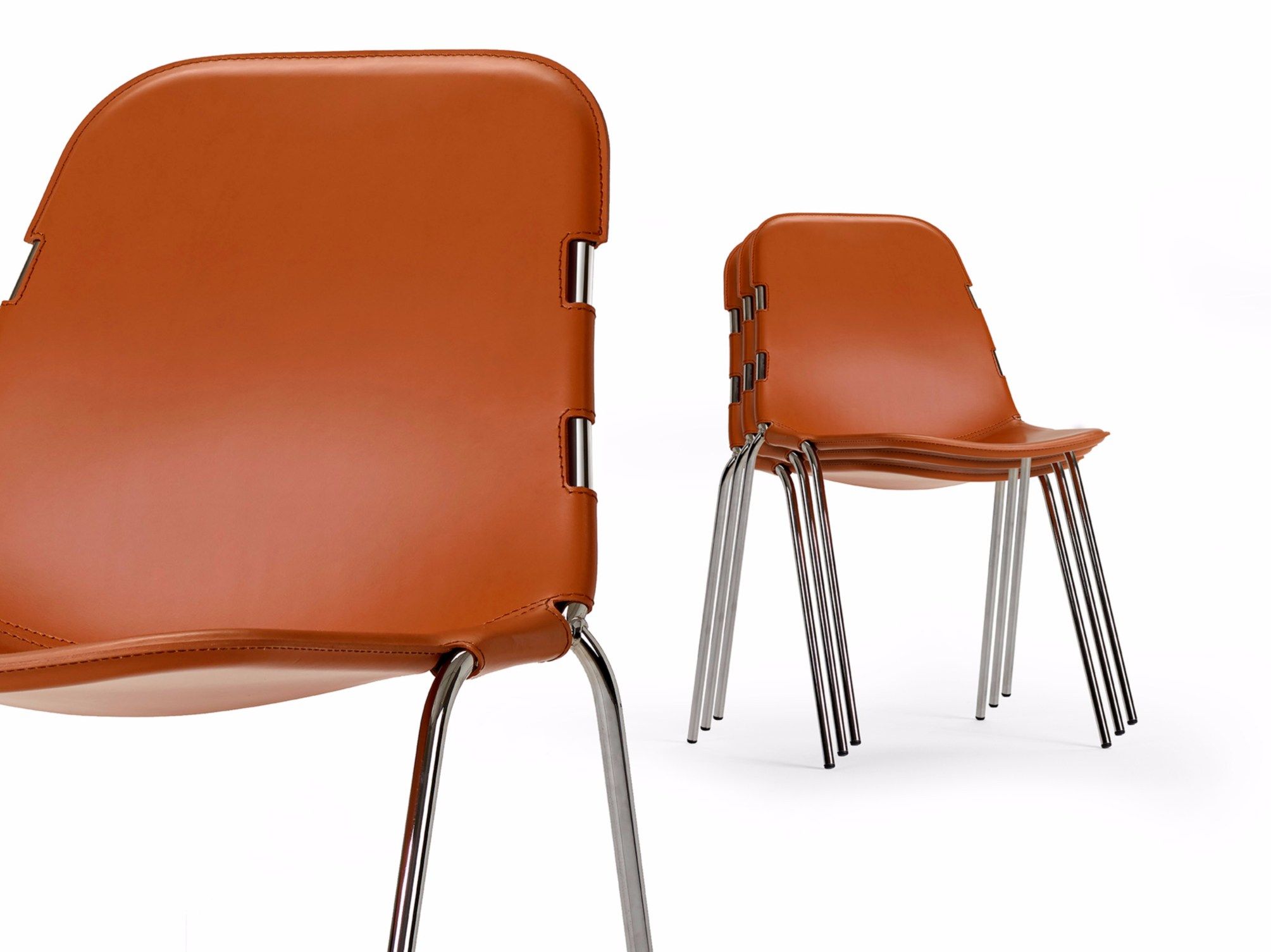 Stackable leather chair BIKE By Offecct design Monica Förster