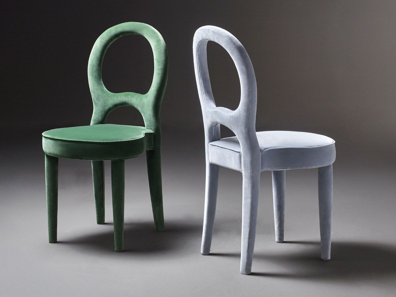 Sedia imbottita in tessuto con schienale aperto BILOU BILOU By ...