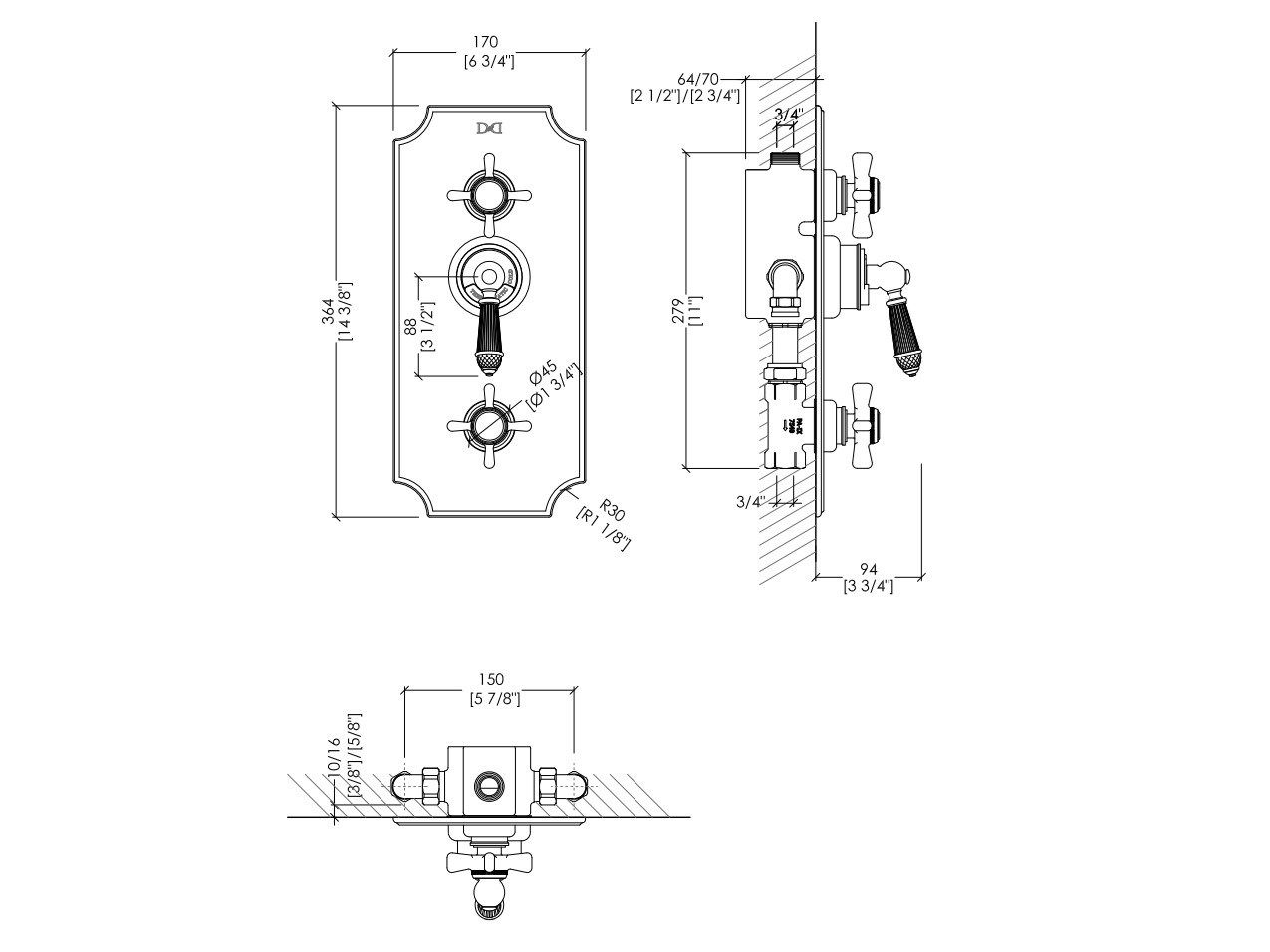 BLACK DIAMOND Shower set with diverter By Devon&Devon