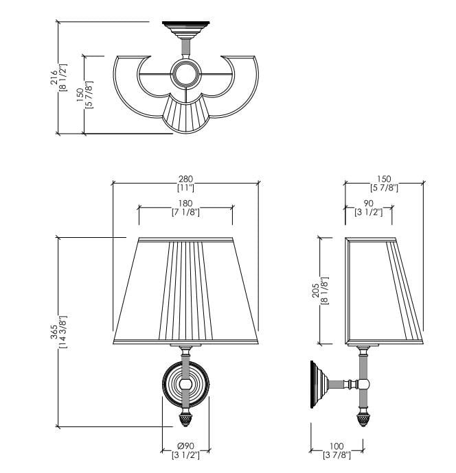 BLACK DIAMOND Fabric wall lamp for bathroom By Devon&Devon