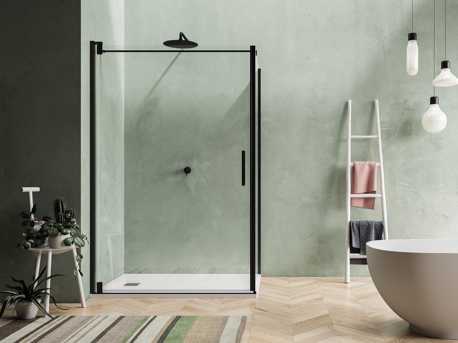 BLACKBERRY QW+QL Corner shower cabin with pivot door By Karol