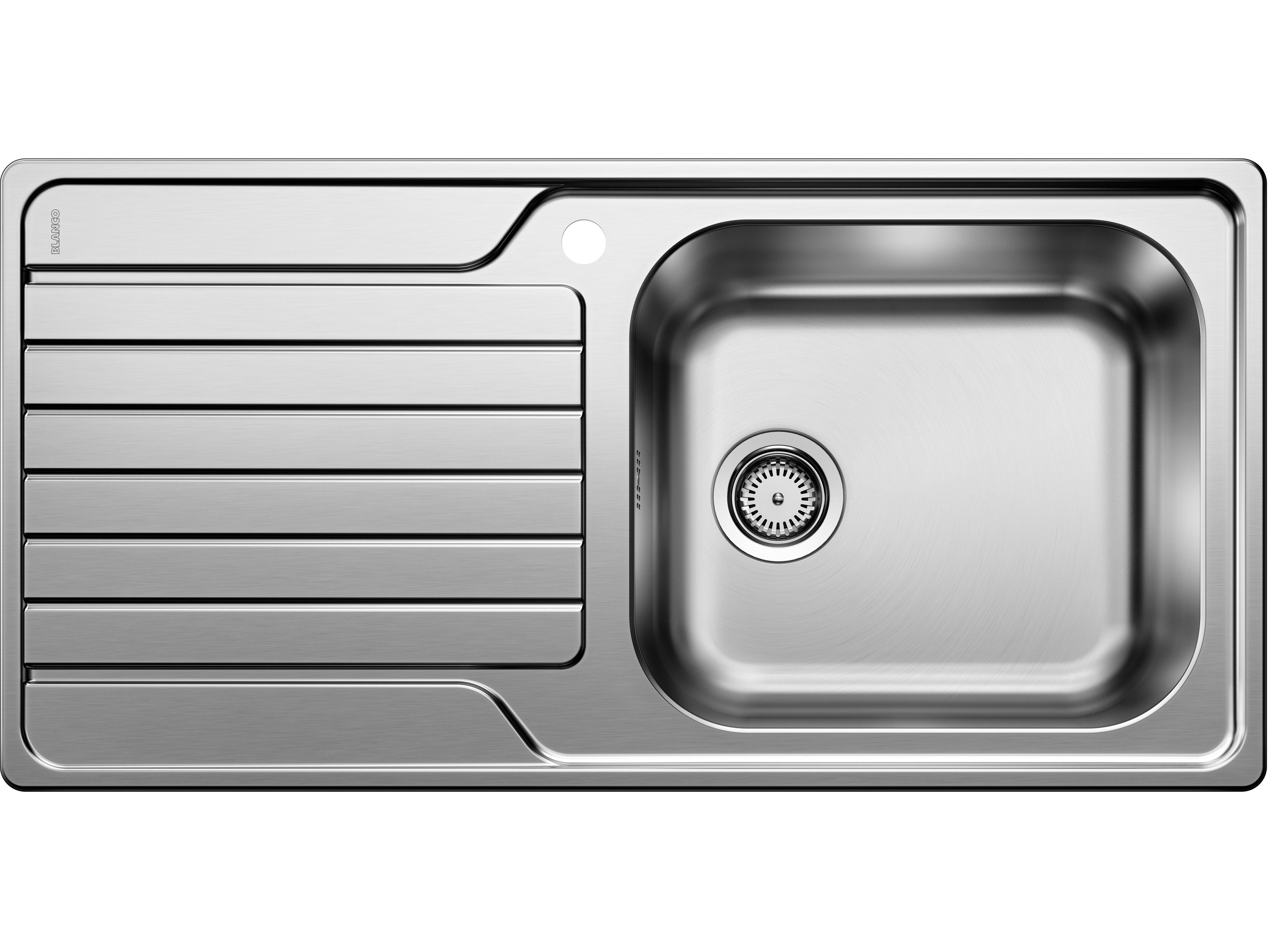 Contemporary style single built-in stainless steel sink with drainer ...