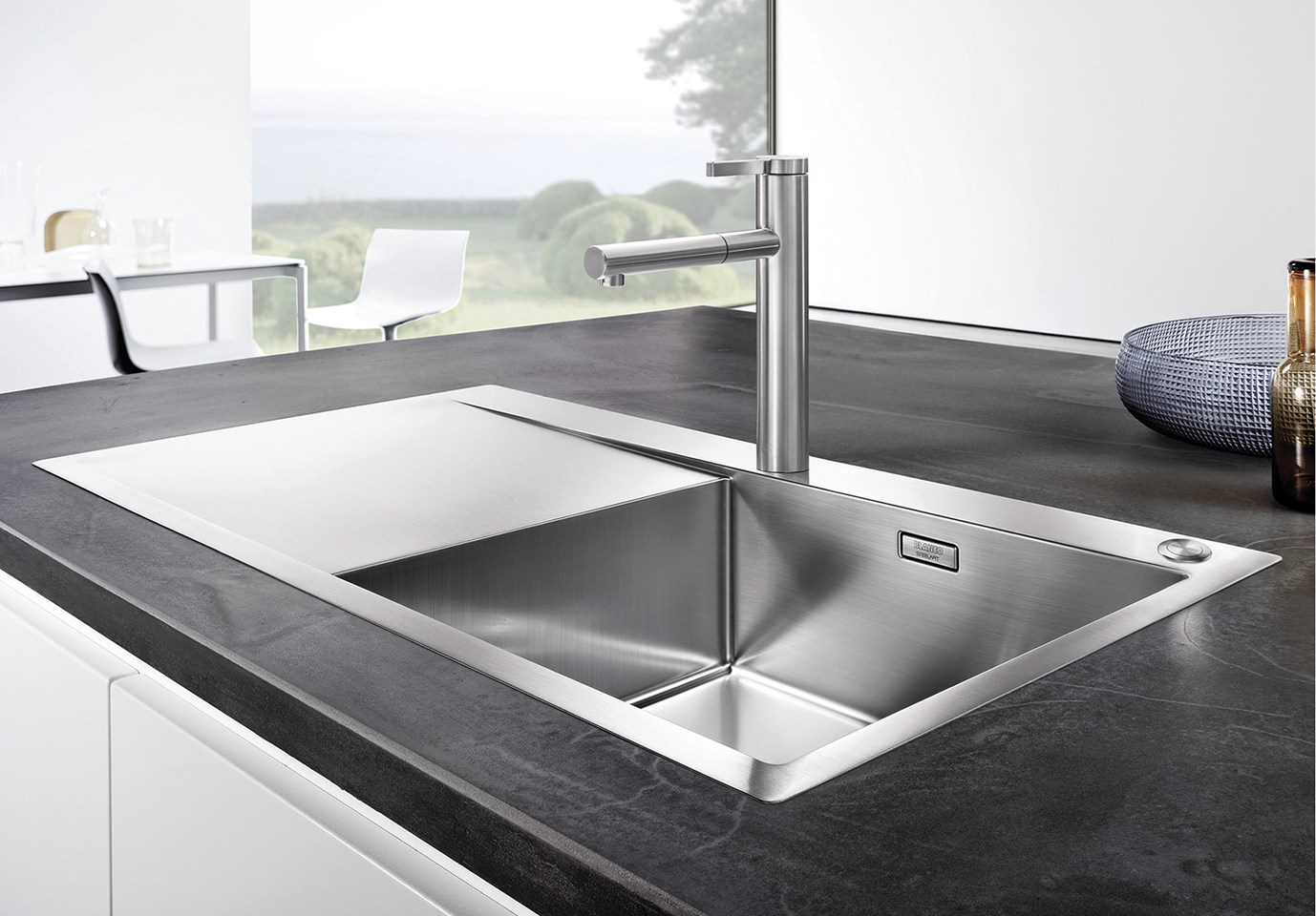 Built-in stainless steel sink with drainer BLANCO FLOW XL 6 S-IF By Blanco