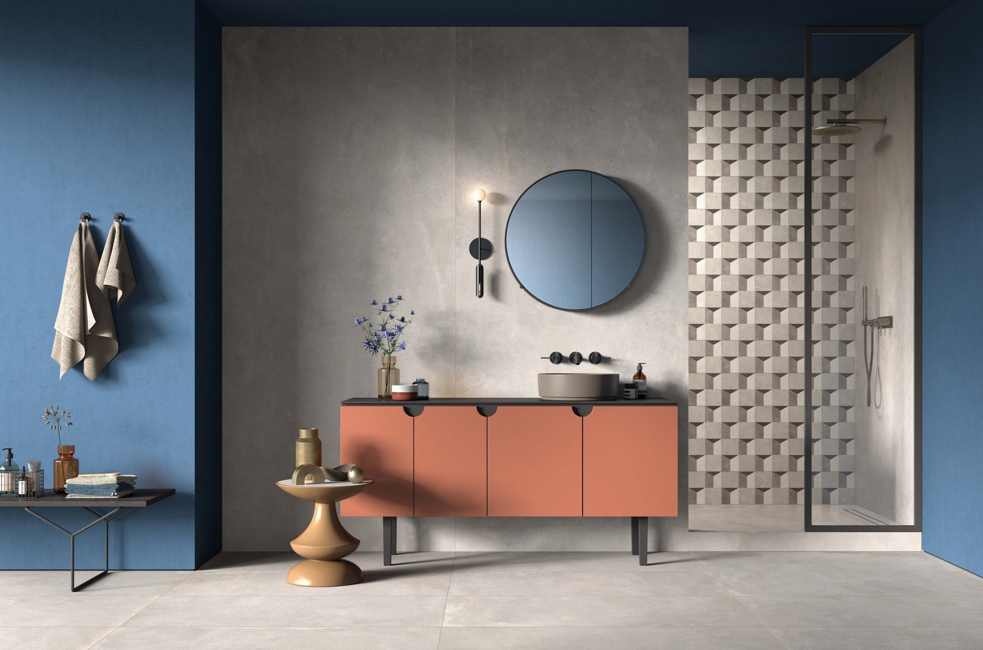 Indoor/outdoor porcelain stoneware wall/floor tiles BLEND By ABK